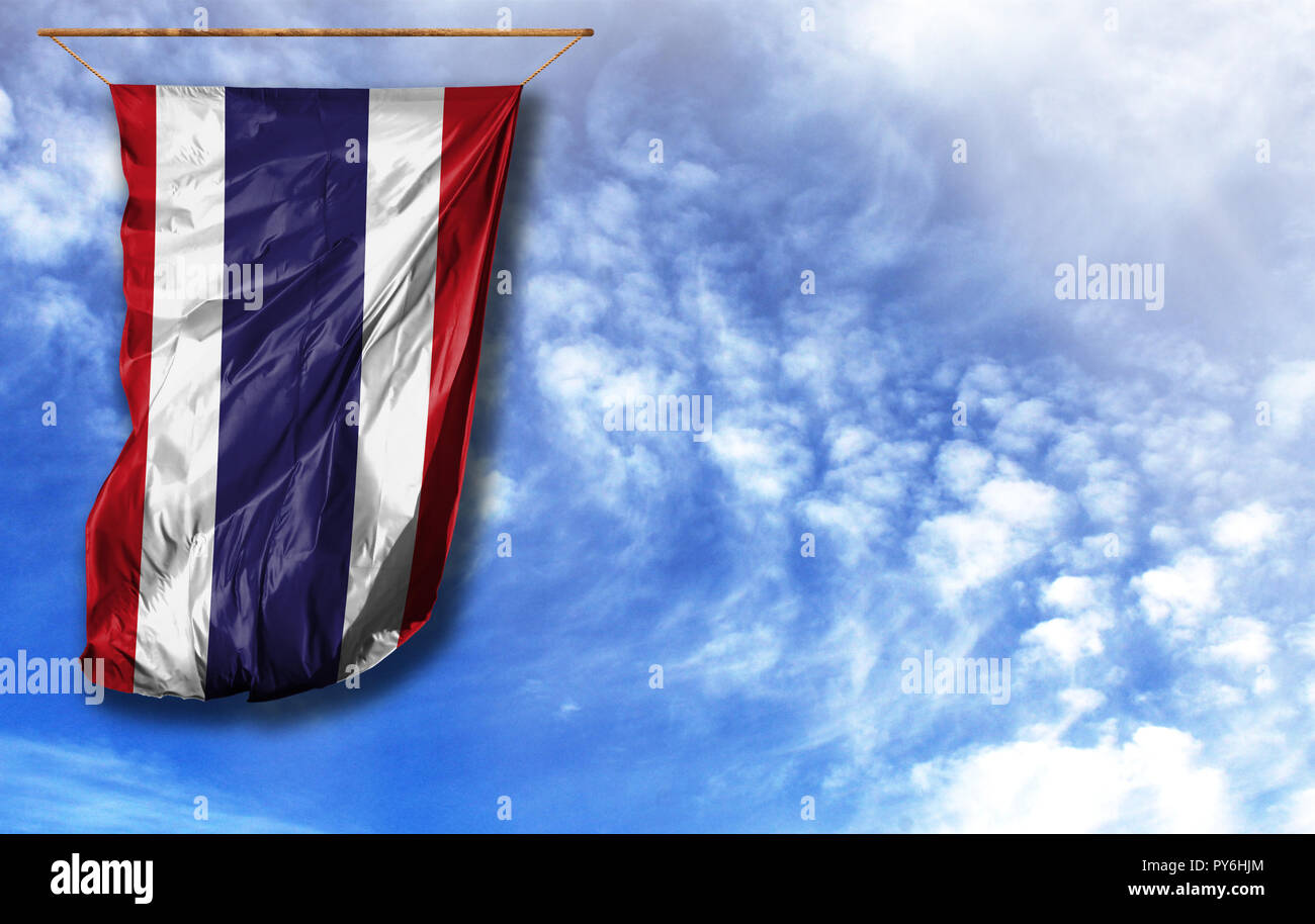 Flag of Costa Rica. Vertical flag, against blue sky with place for your ...