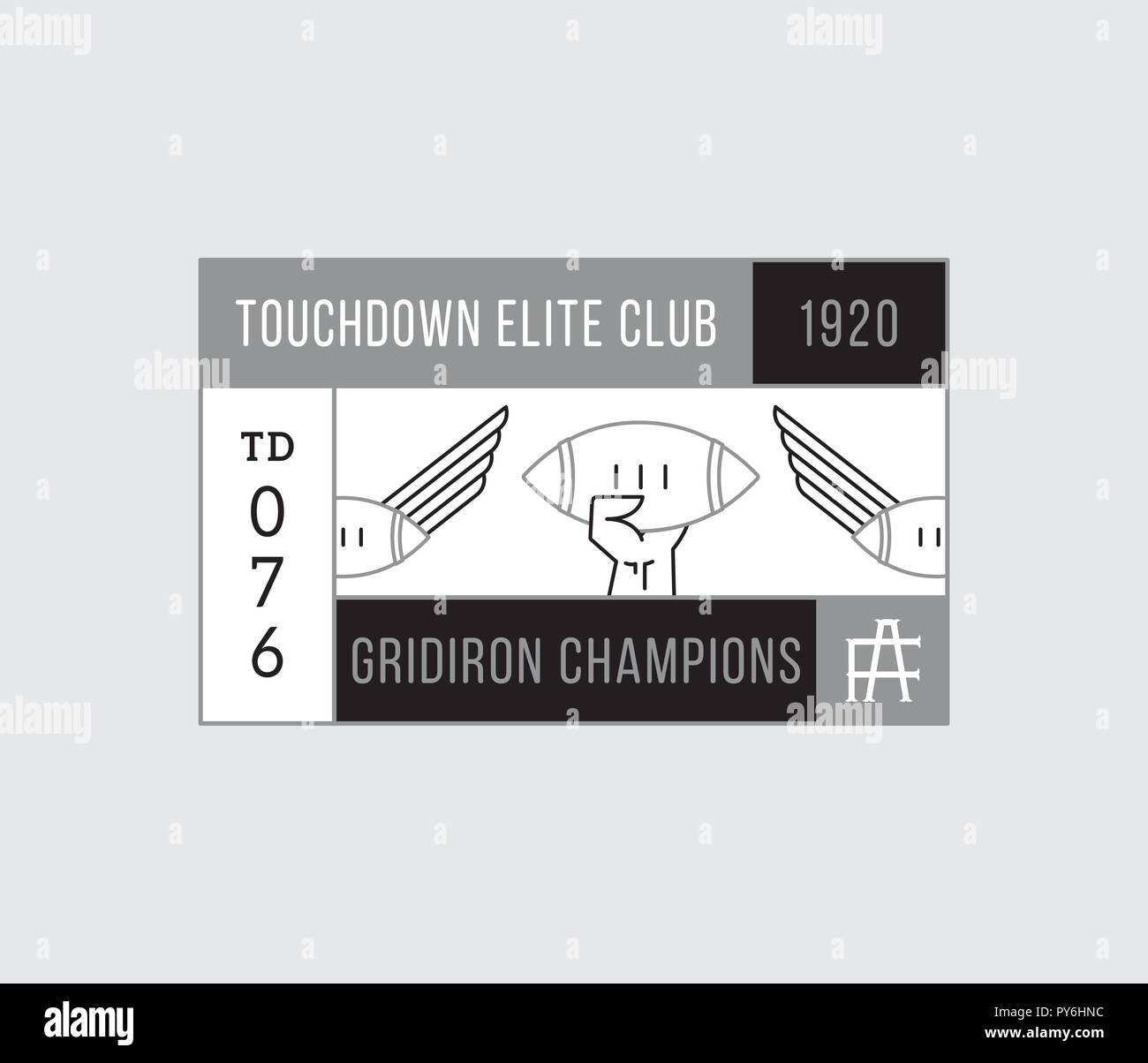 American football gridiron champions black on white is a vector ...