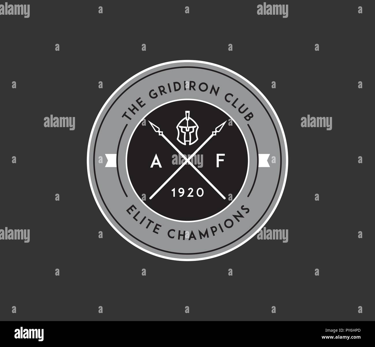 American football gridiron club badge white on black is a vector ...