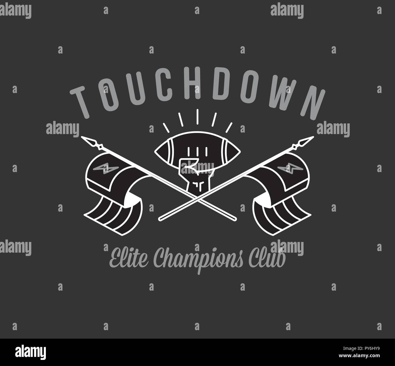 White on black American Football touchdown champions is a vector ...