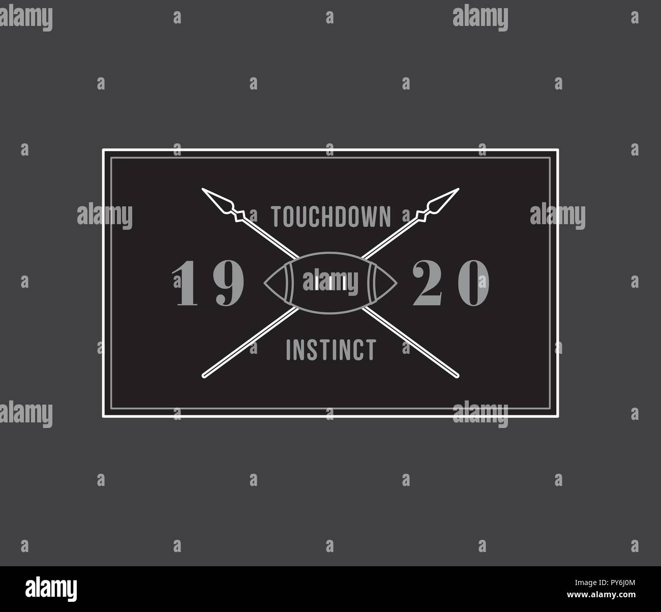 American football touchdown instinct white on black is a vector ...