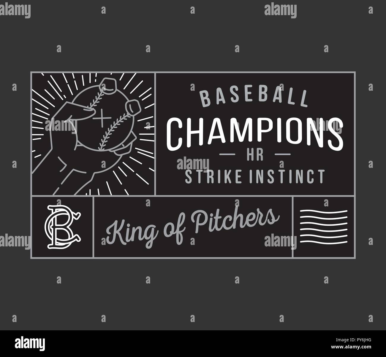 Baseball king of pitchers white on black is a vector illustration about ...