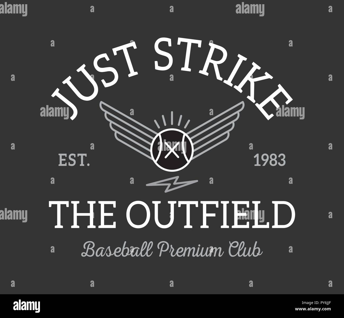 Just strike the outfield white on black is a vector illustration about ...