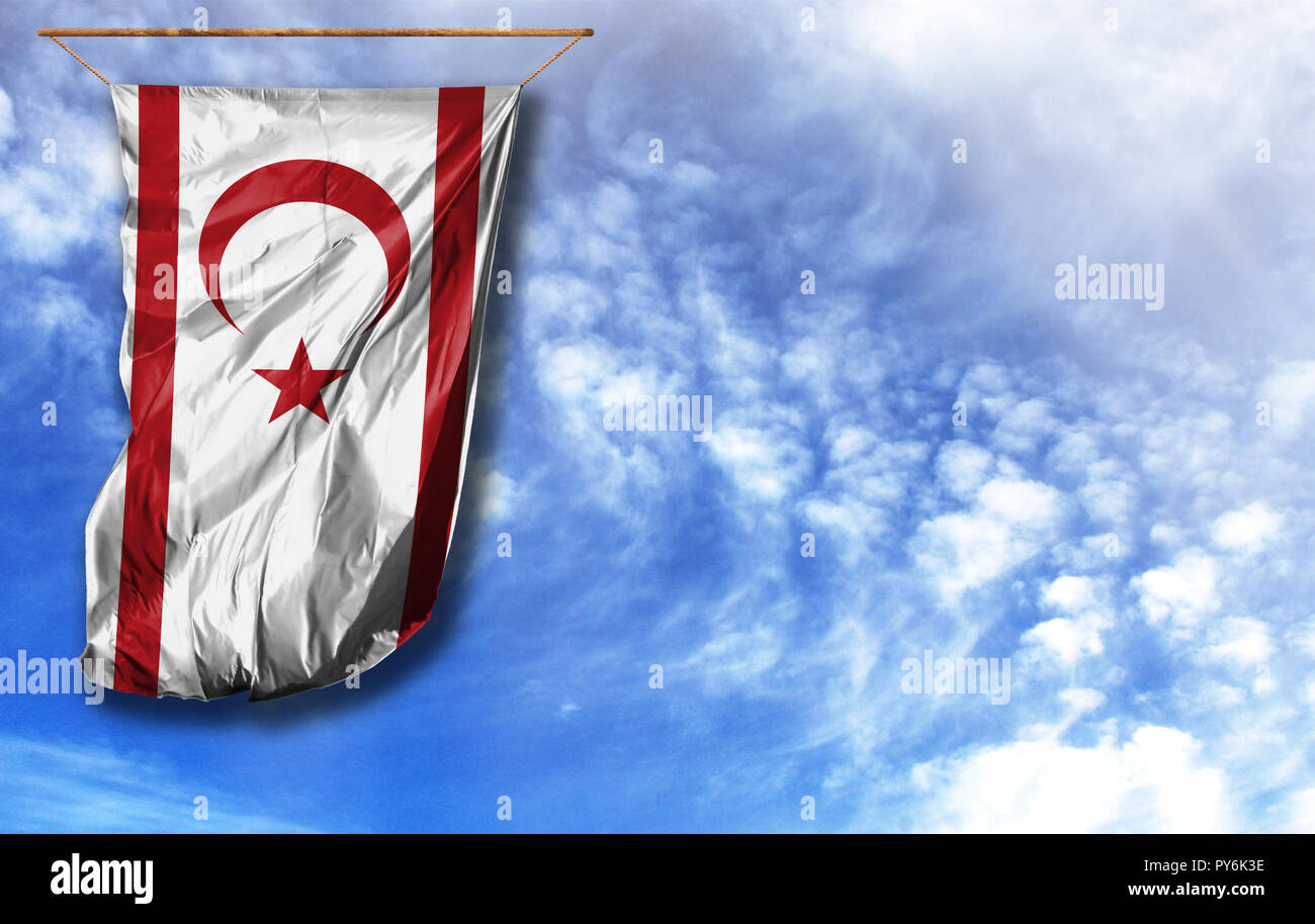 Flag of Turkish Republic of Northern Cyprus. Vertical flag, against ...