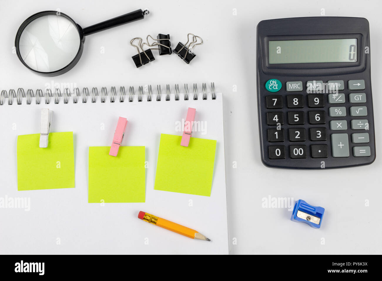 Notebook for taking notes and pencil on the office table. Accessories ...