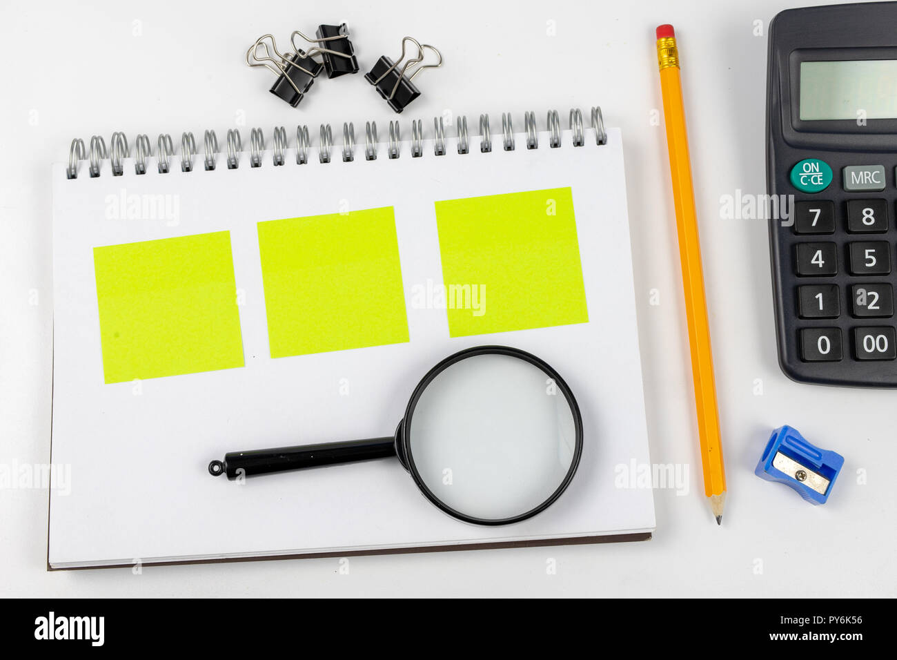 Notebook for taking notes and pencil on the office table. Accessories ...