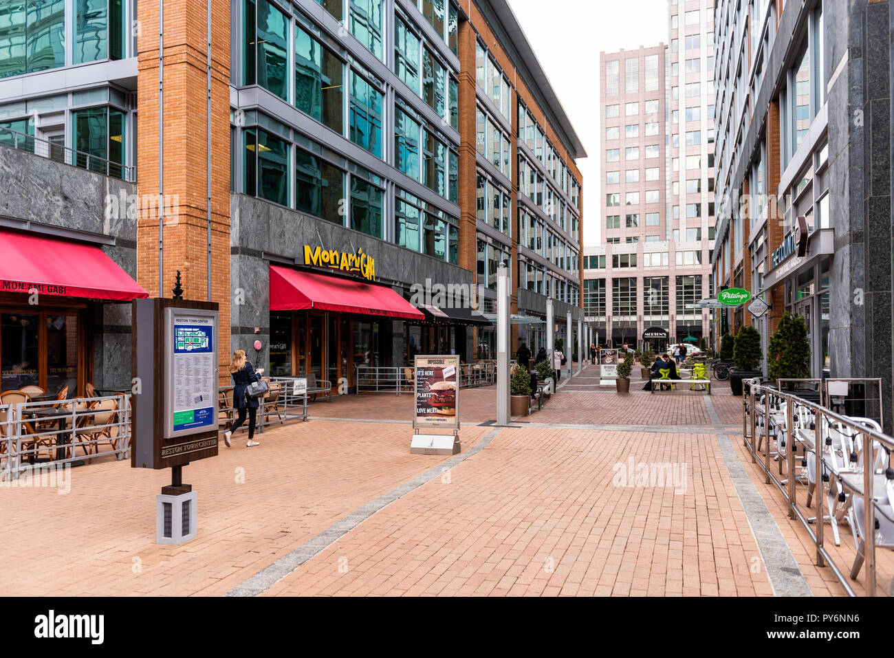 Reston, USA - April 11, 2018: Town center building architecture ...