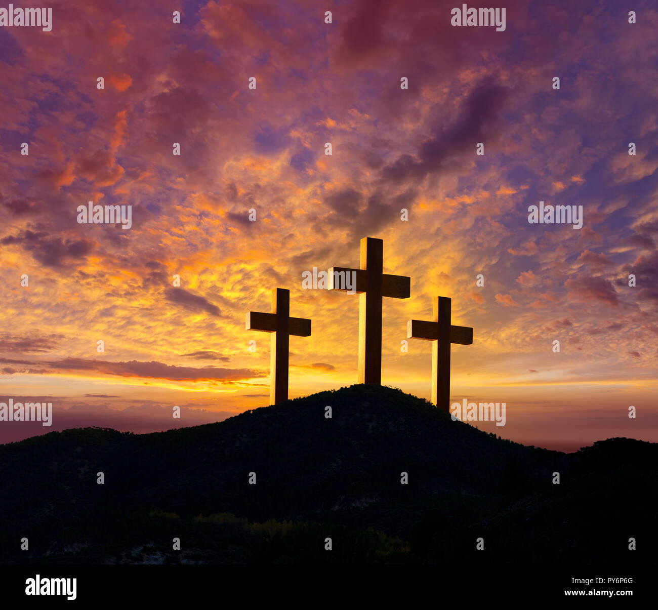 Crucifixion cross symbol of Golgotha in Christian religion photo mount ...