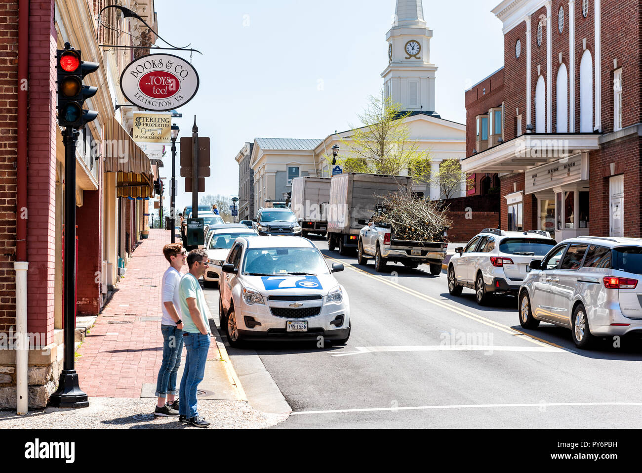 Lexington, USA - April 18, 2018: Historic downtown town city in ...