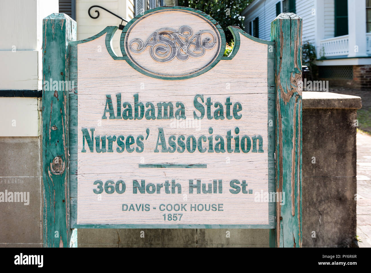 Montgomery, USA - April 21, 2018: Exterior building in Alabama old town ...