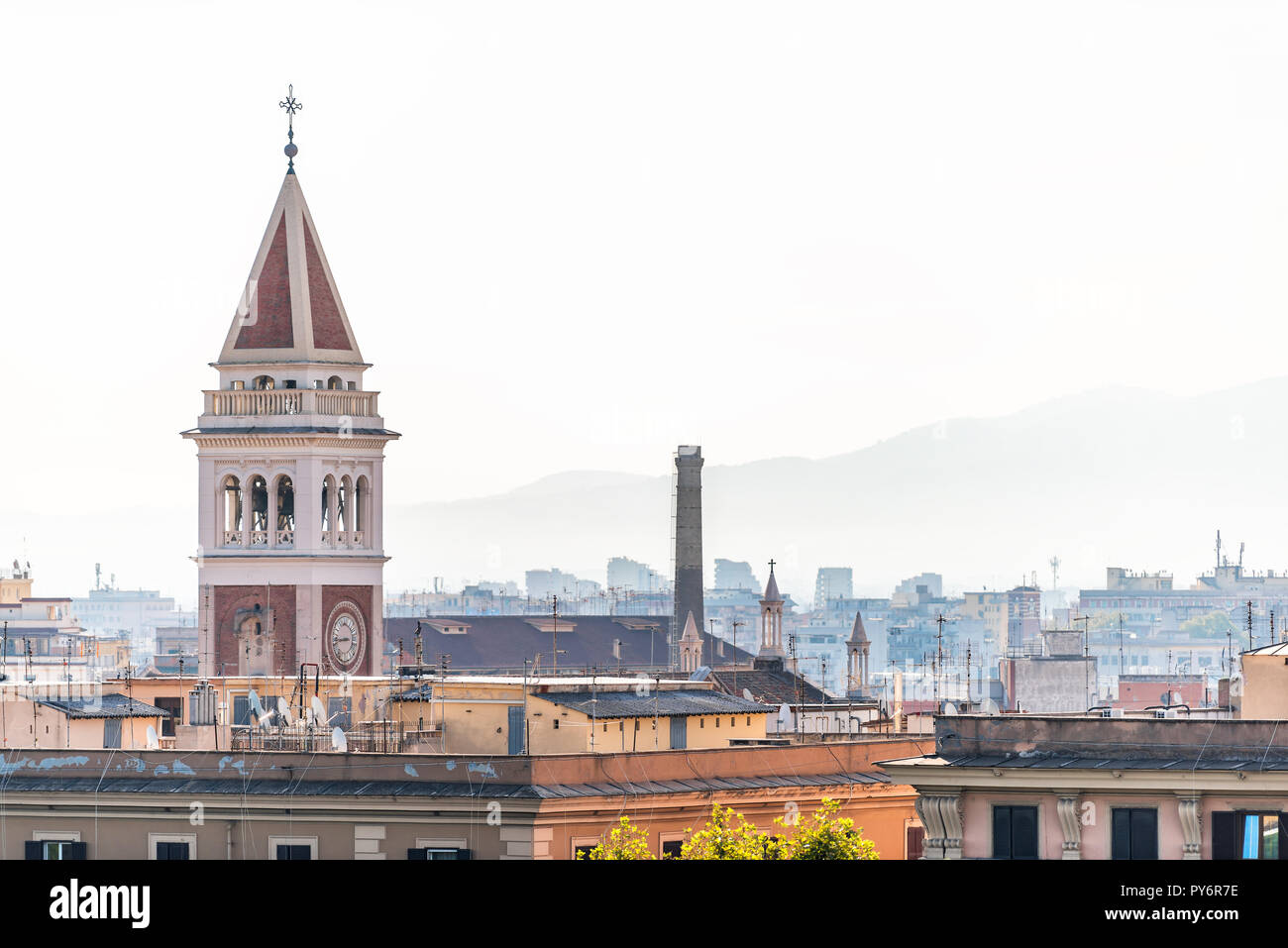 Rome, Italy historic city with church tower bell, summer day cityscape ...