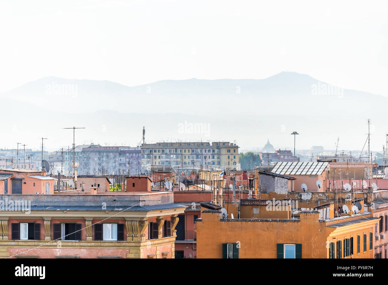 Rome, Italy historic city with cityscape skyline, high angle aerial ...
