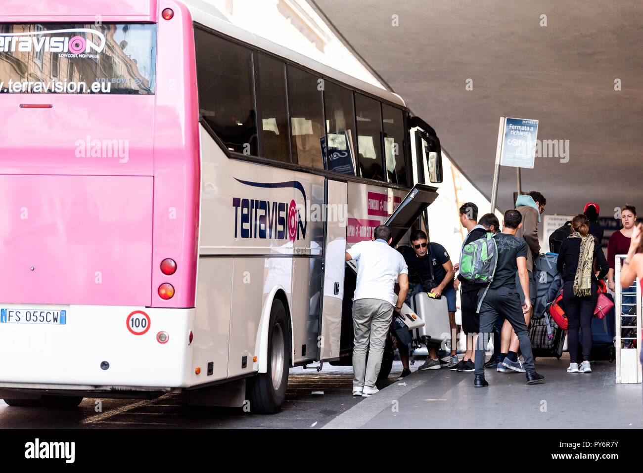 Rome, Italy - September 4, 2018: Entrance to Termini rail station ...