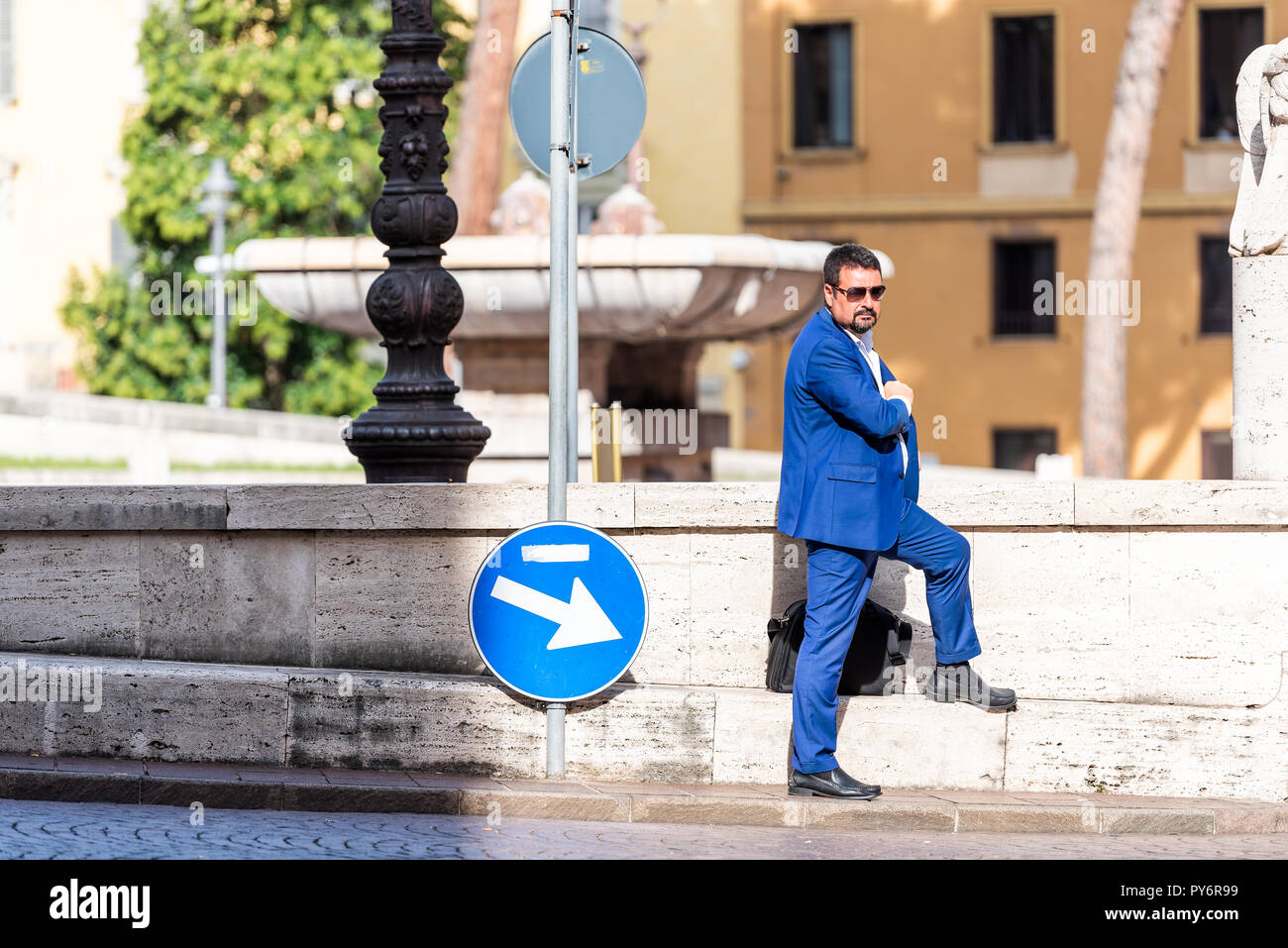 Rome, Italy - September 4, 2018: One local Italian man in city street ...