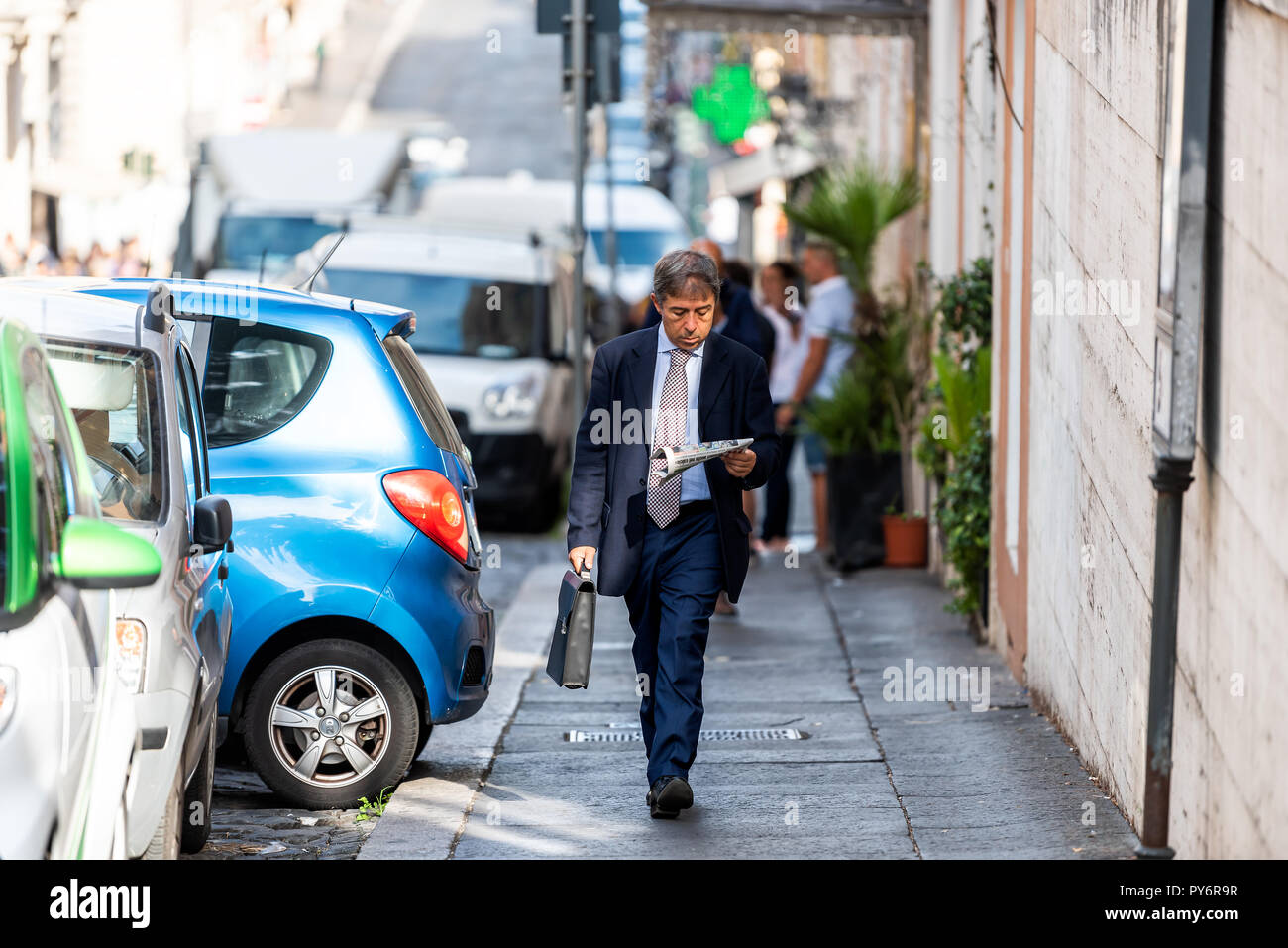 Rome, Italy - September 4, 2018: One local Italian man in city street ...