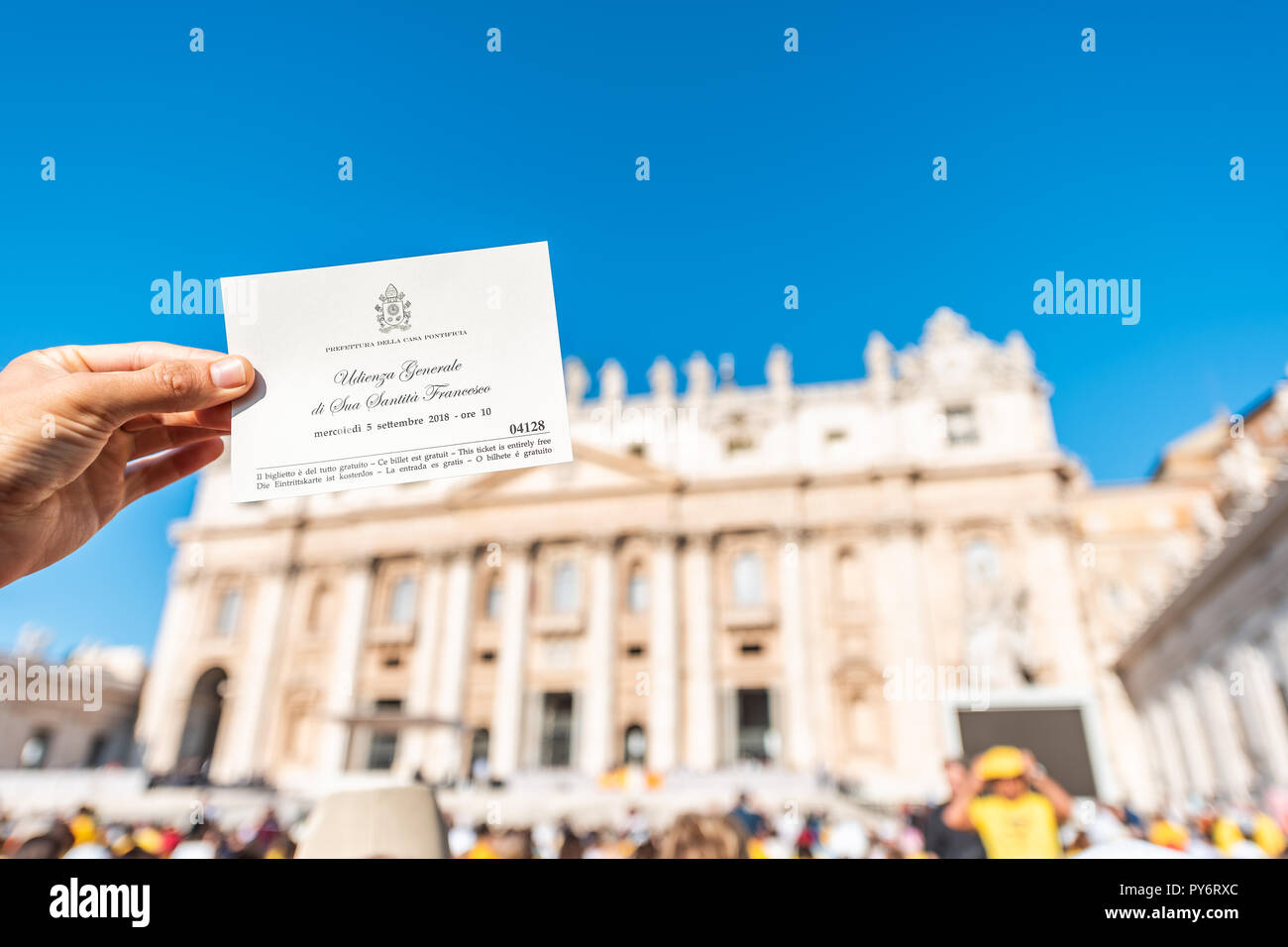 Vatican City, Italy - September 5, 2018: Closeup of hands holding ...