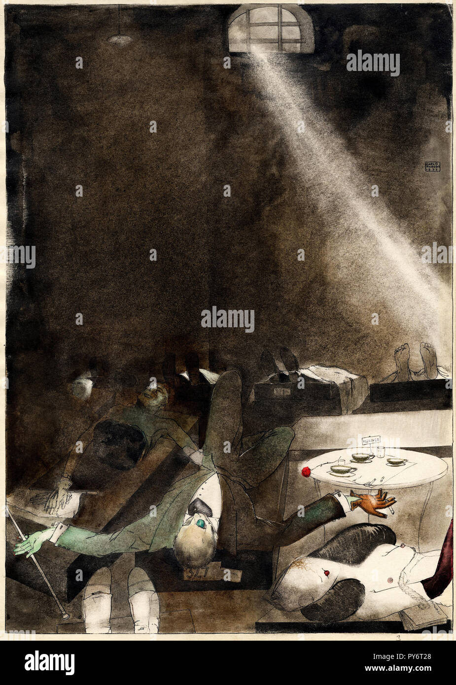 Karlis Padegs, Five O’clock Tea in the Morgue 1935 Etching, Latvian ...