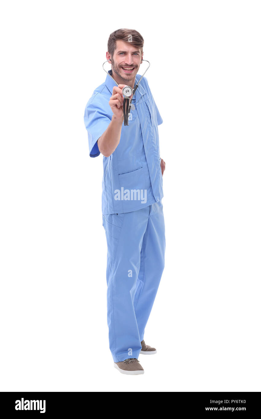 in full growth.medical doctor with stethoscope Stock Photo - Alamy