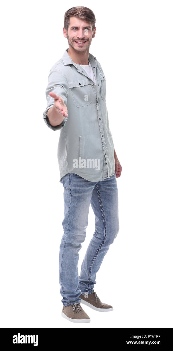 young man holding out his hand for a handshake Stock Photo - Alamy