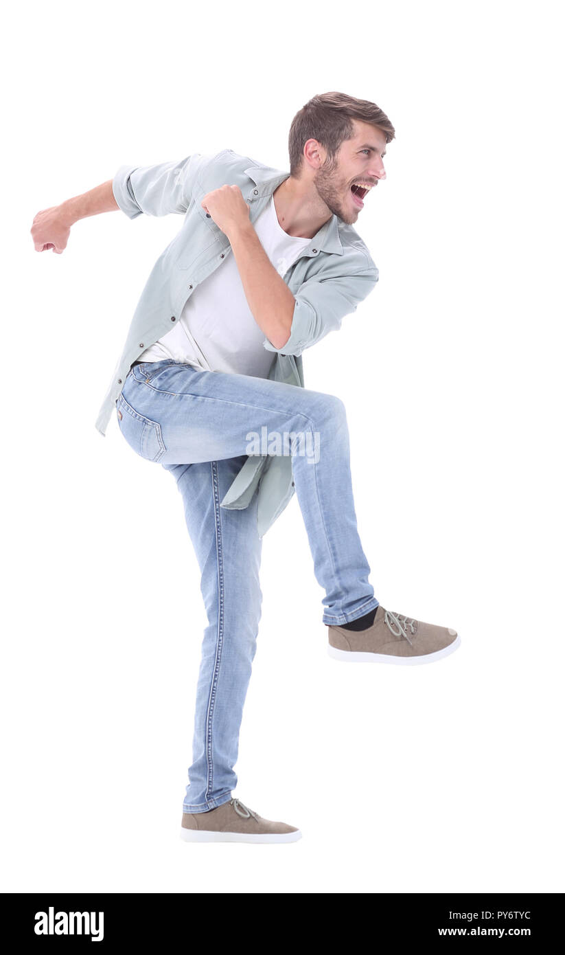 full-length. a happy modern man steps forward Stock Photo - Alamy