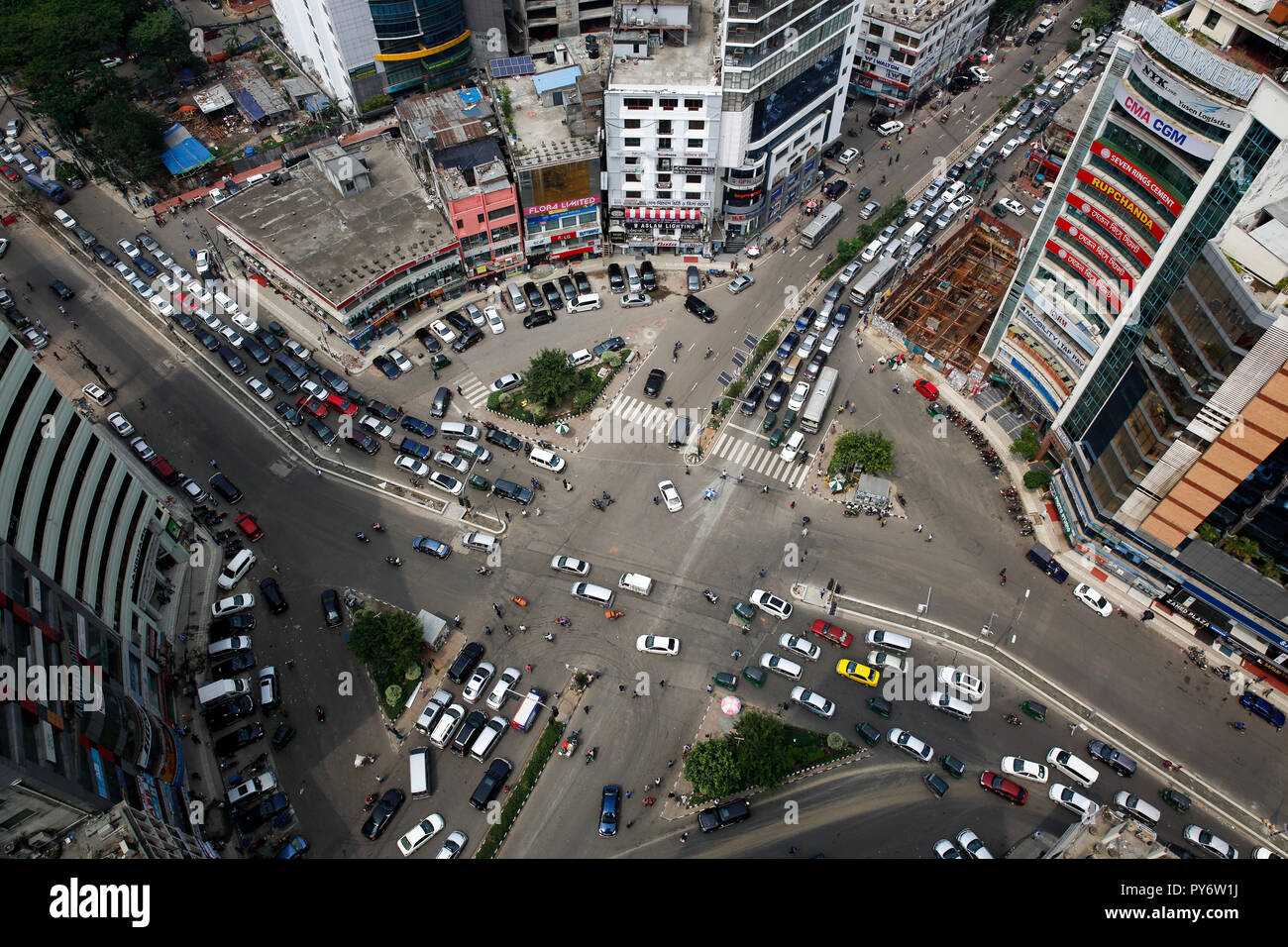 Aerial view of Gulshan-2 circle in Dhaka, Bangladesh Stock Photo - Alamy