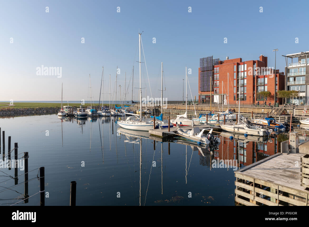 Sailing boats in West Port (Västra Hamnen) marina, Malmö, Sweden Stock ...
