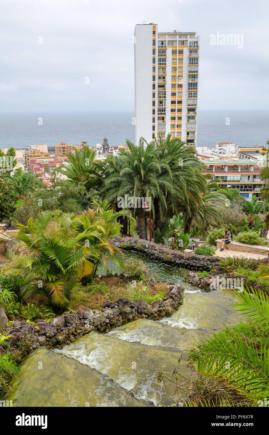 modern residential building in front of the ocean, puerto de la cruz ...