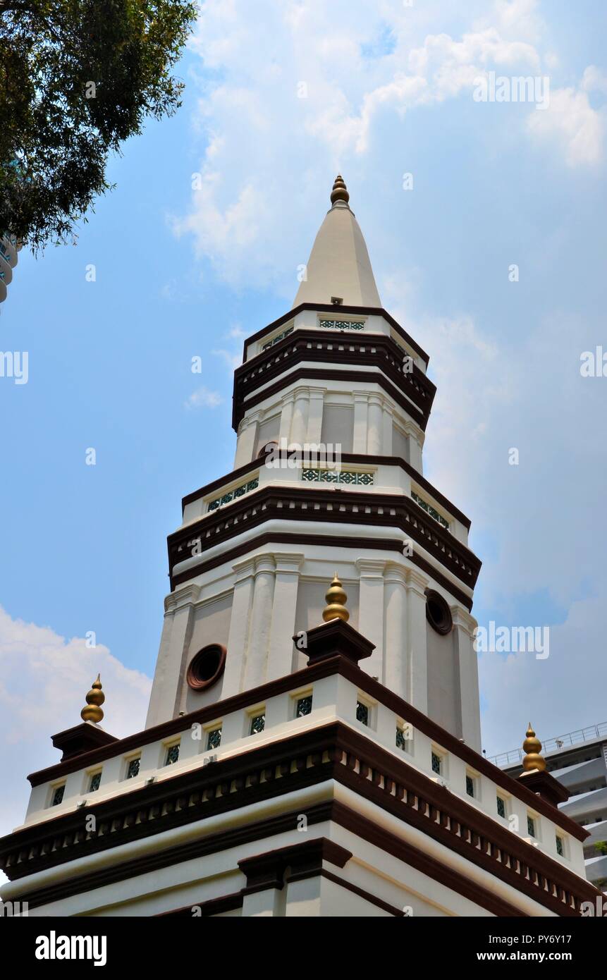 Church style minaret of Hajjah Fatimah mosque in Kampong Glam district ...