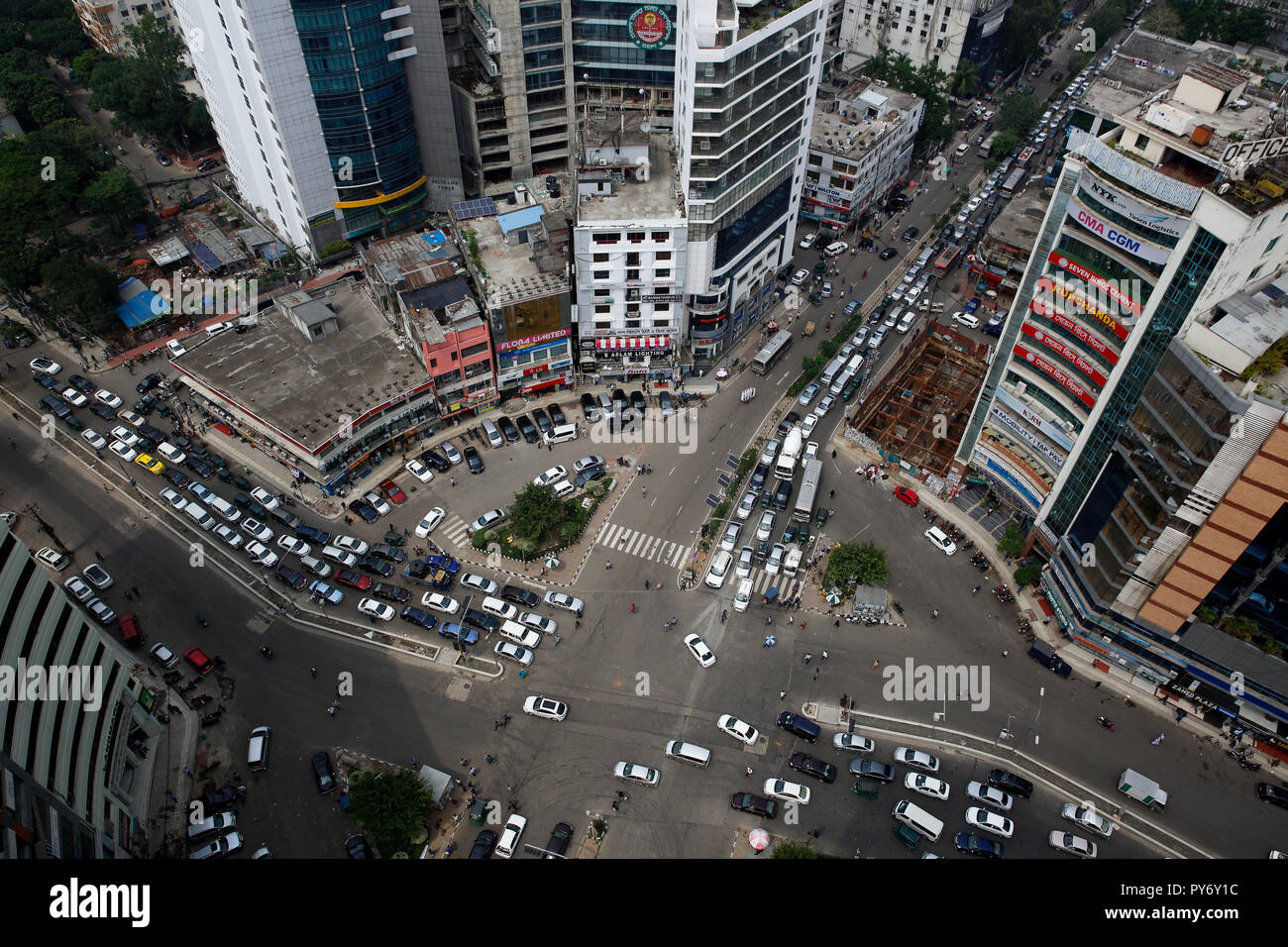 Aerial view of Gulshan-2 circle in Dhaka, Bangladesh Stock Photo - Alamy