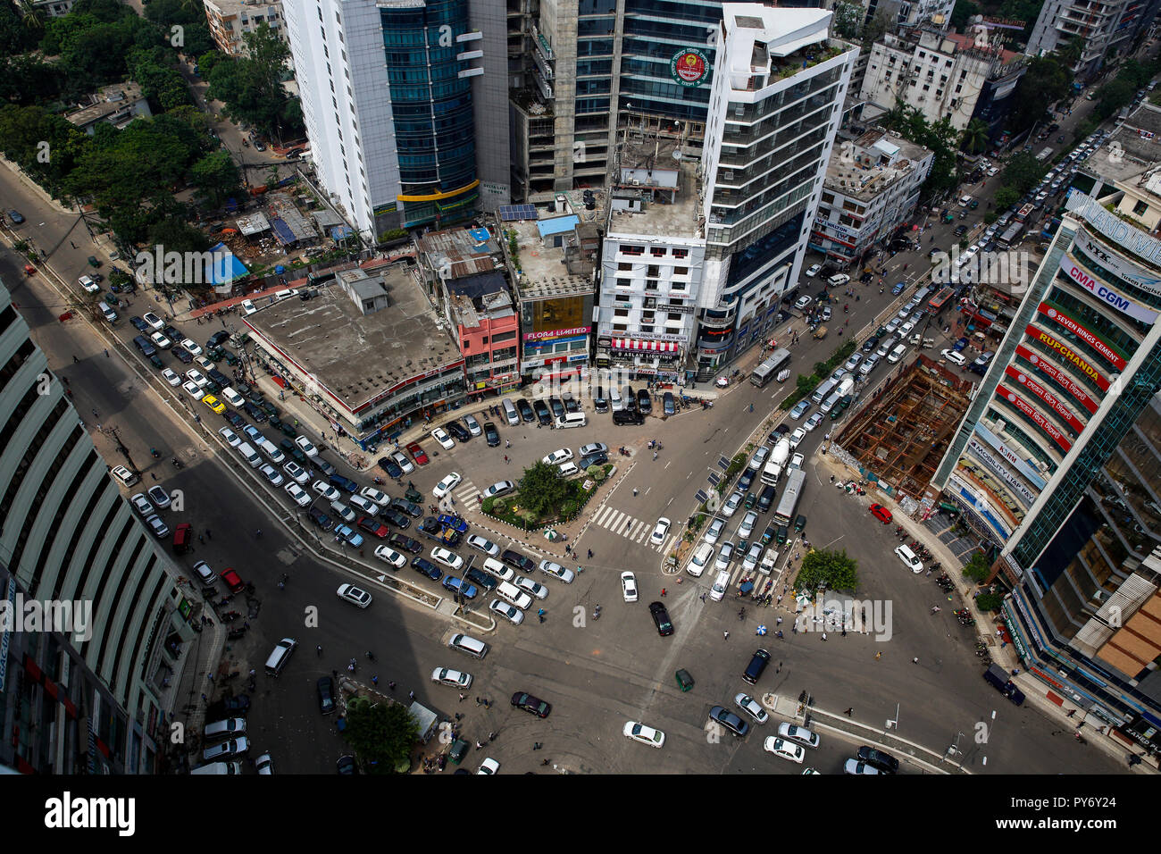 Aerial view of Gulshan-2 circle in Dhaka, Bangladesh Stock Photo - Alamy