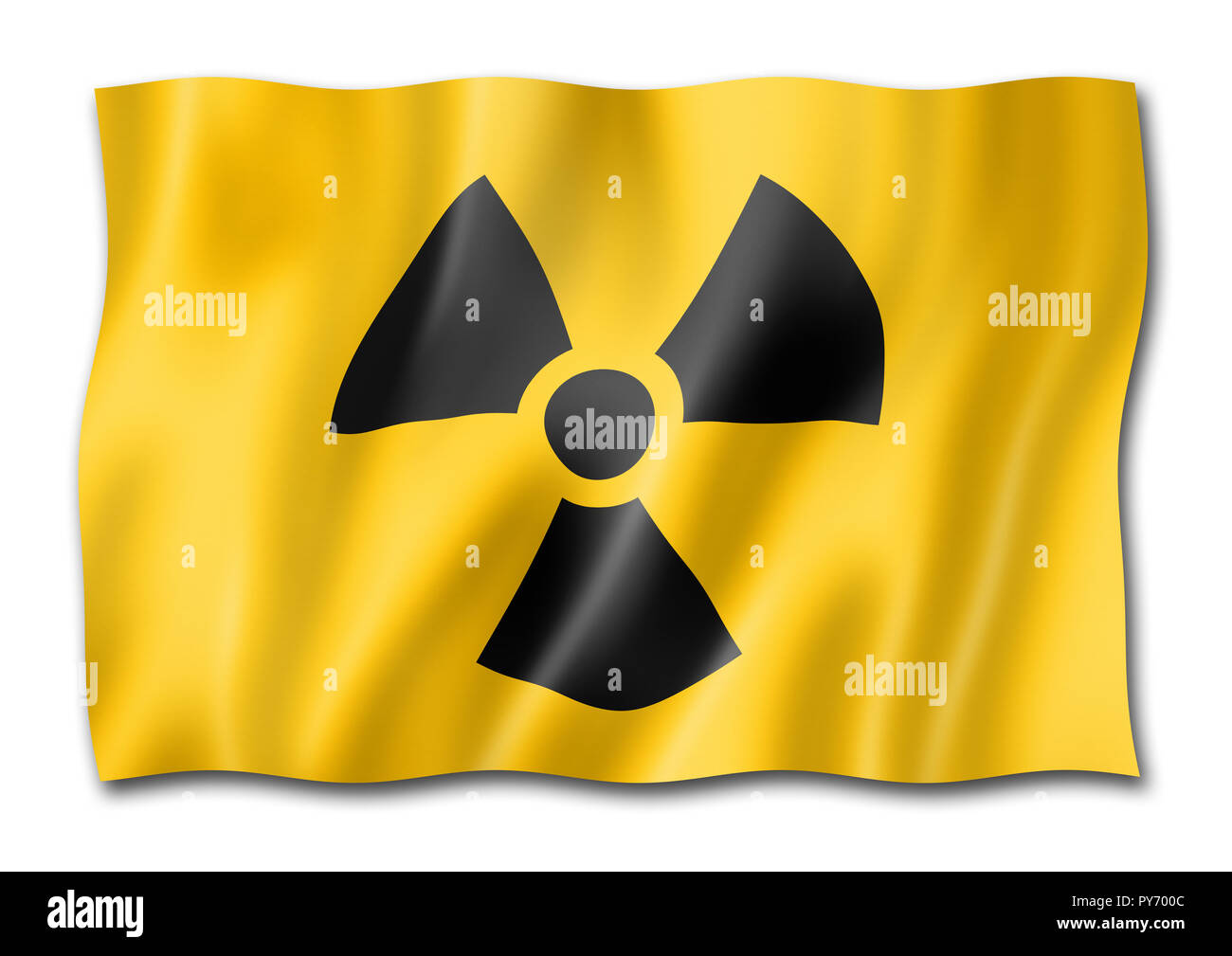 radioactive nuclear symbol flag, three dimensional render, isolated on ...