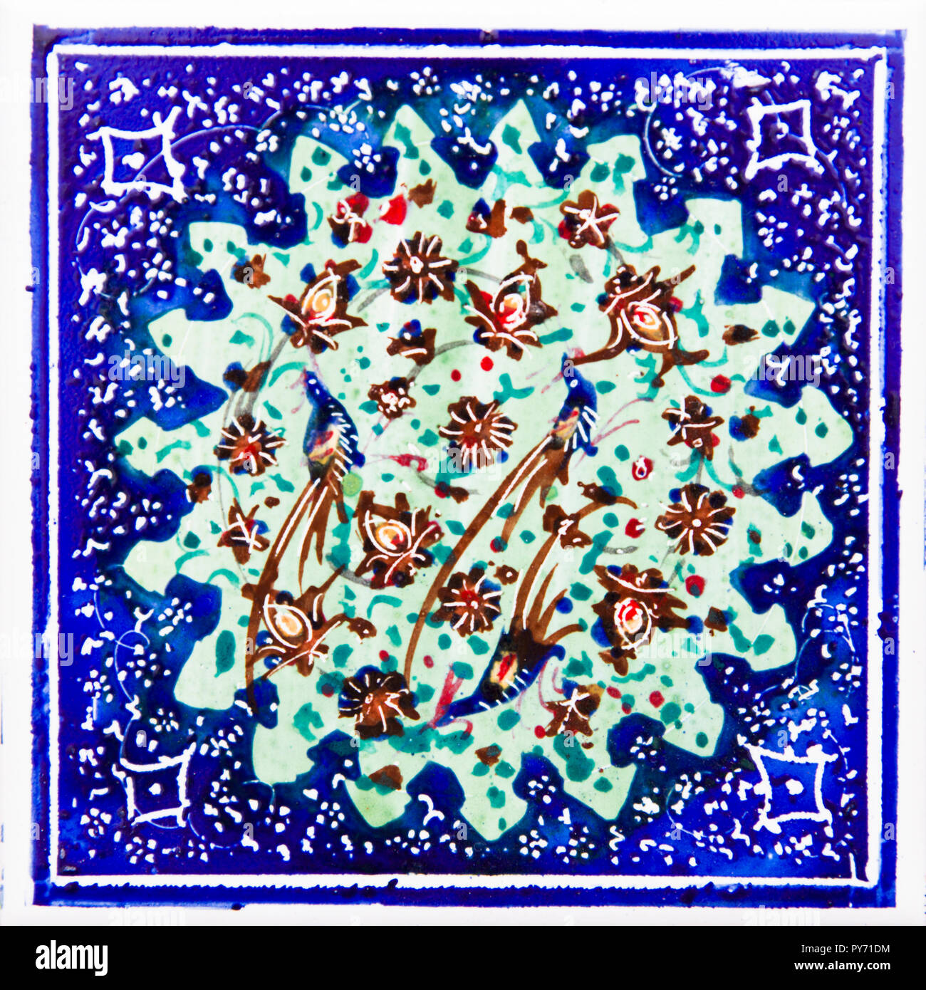View at colorful traditional Iranian decorative ceramic tiles Stock ...