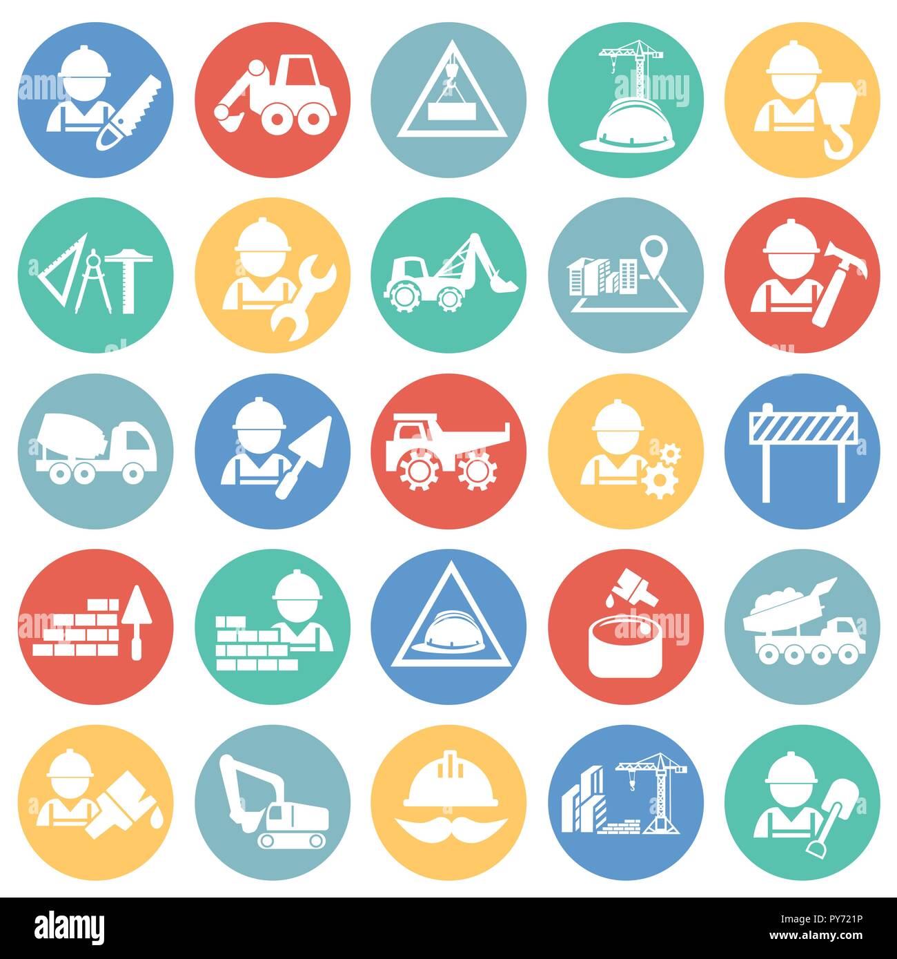 Construction set on color circles white background Stock Vector Image ...