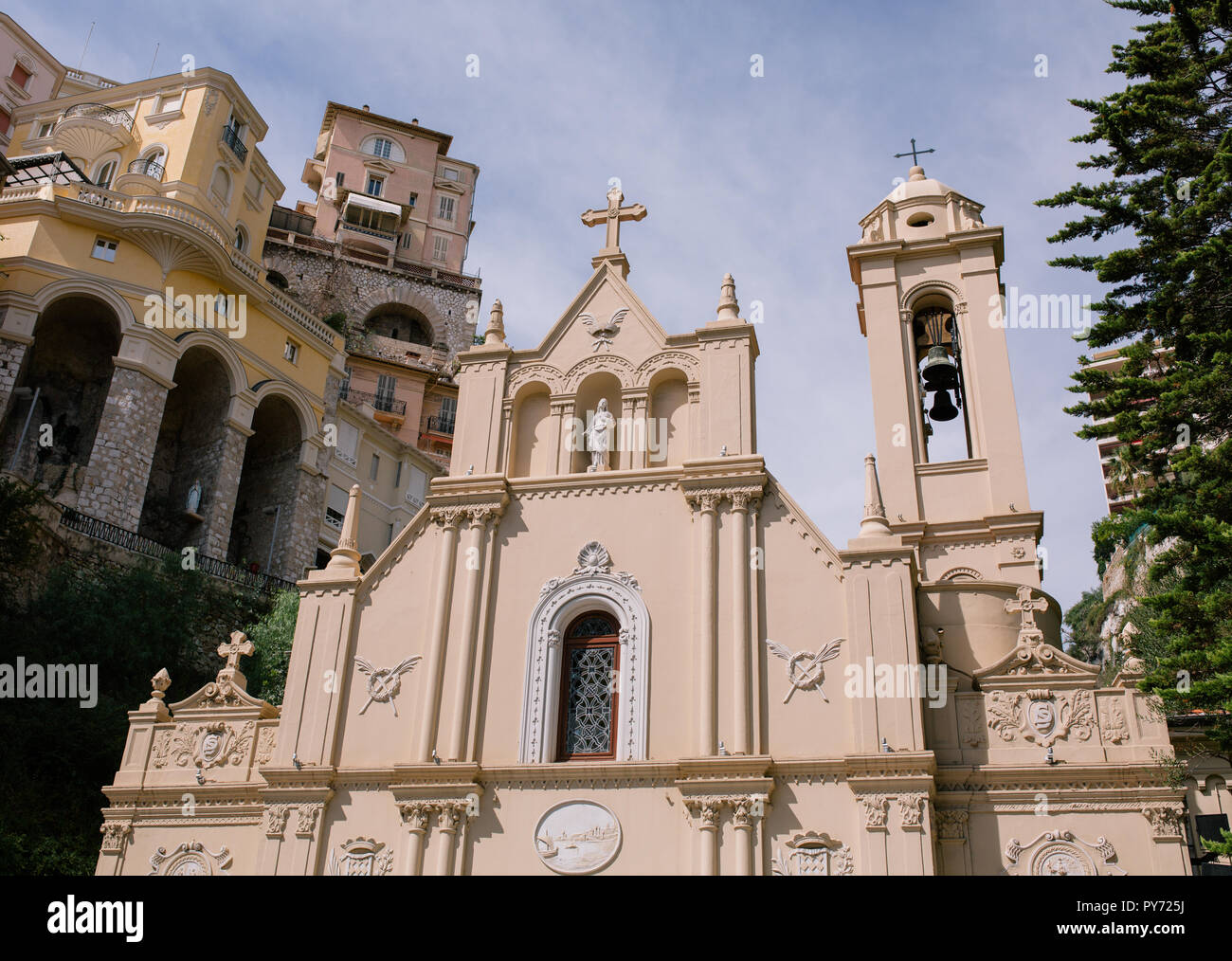 Church temple in monaco in the center of Monte-Carlo in the South of ...