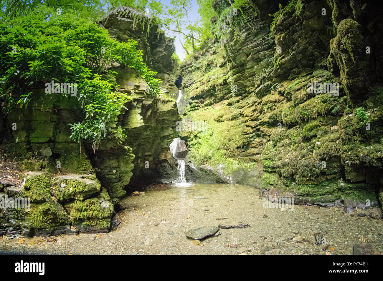 St Nectan's Glen Waterfall near Boscastle and Tintagel, Cornwall UK ...