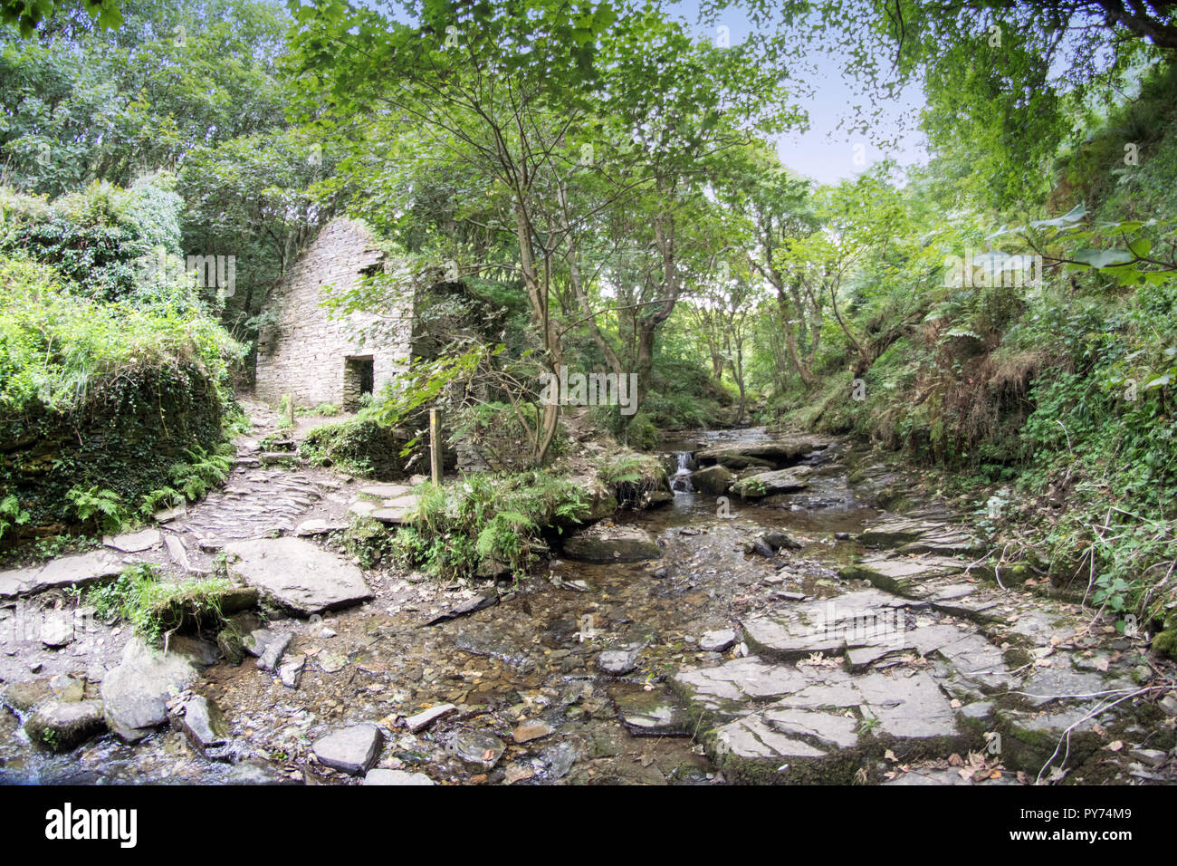 The Stream and Old Mill, Rocky Valley, between Boscastle and Tintagel ...