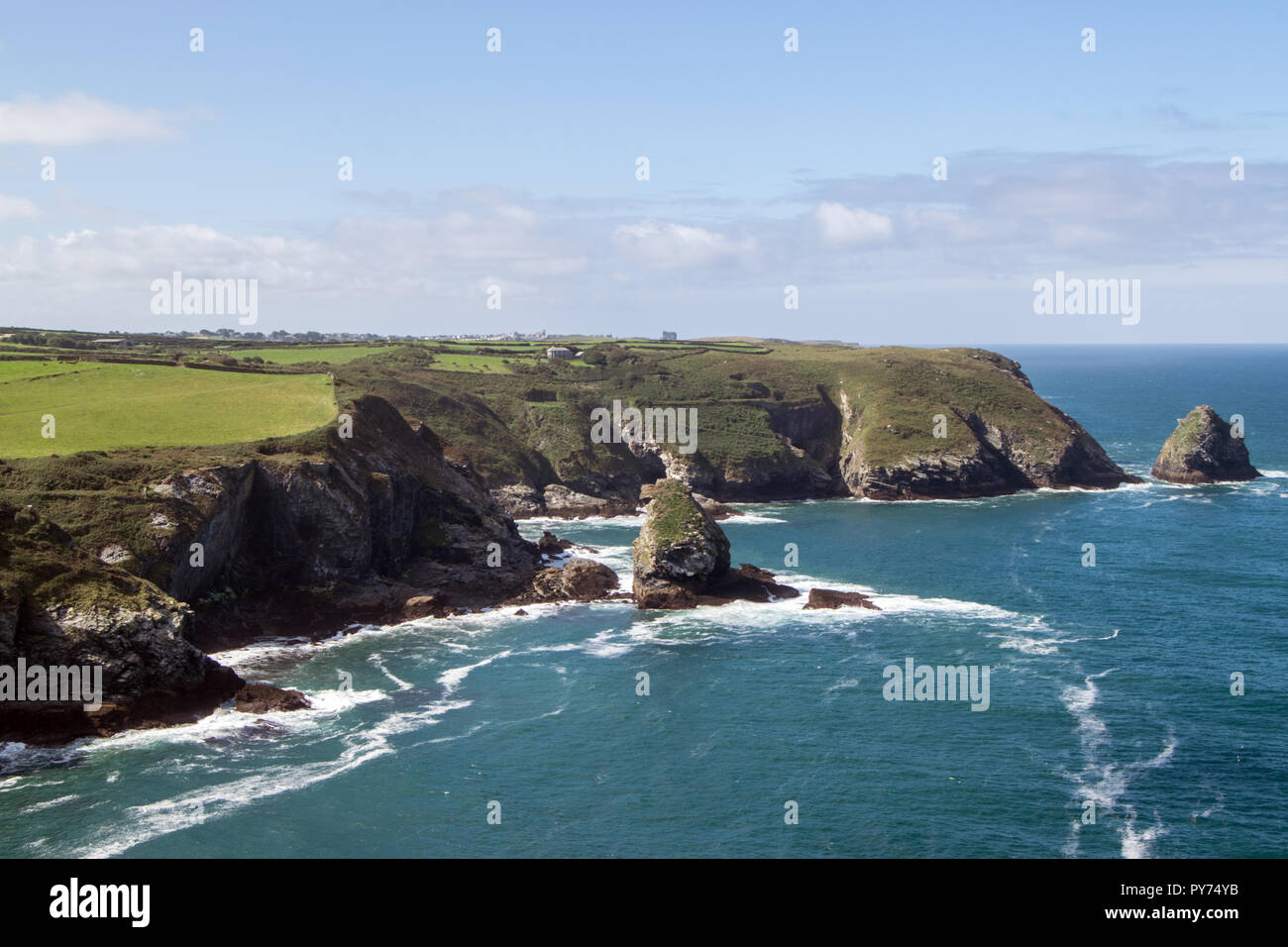 View of the Clifftops from the Coastal Path near Boscastle, Cornwall UK ...