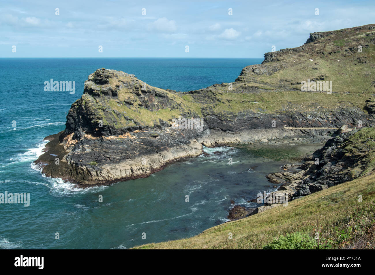 View of the Clifftops from the Coastal Path near Boscastle, Cornwall UK ...
