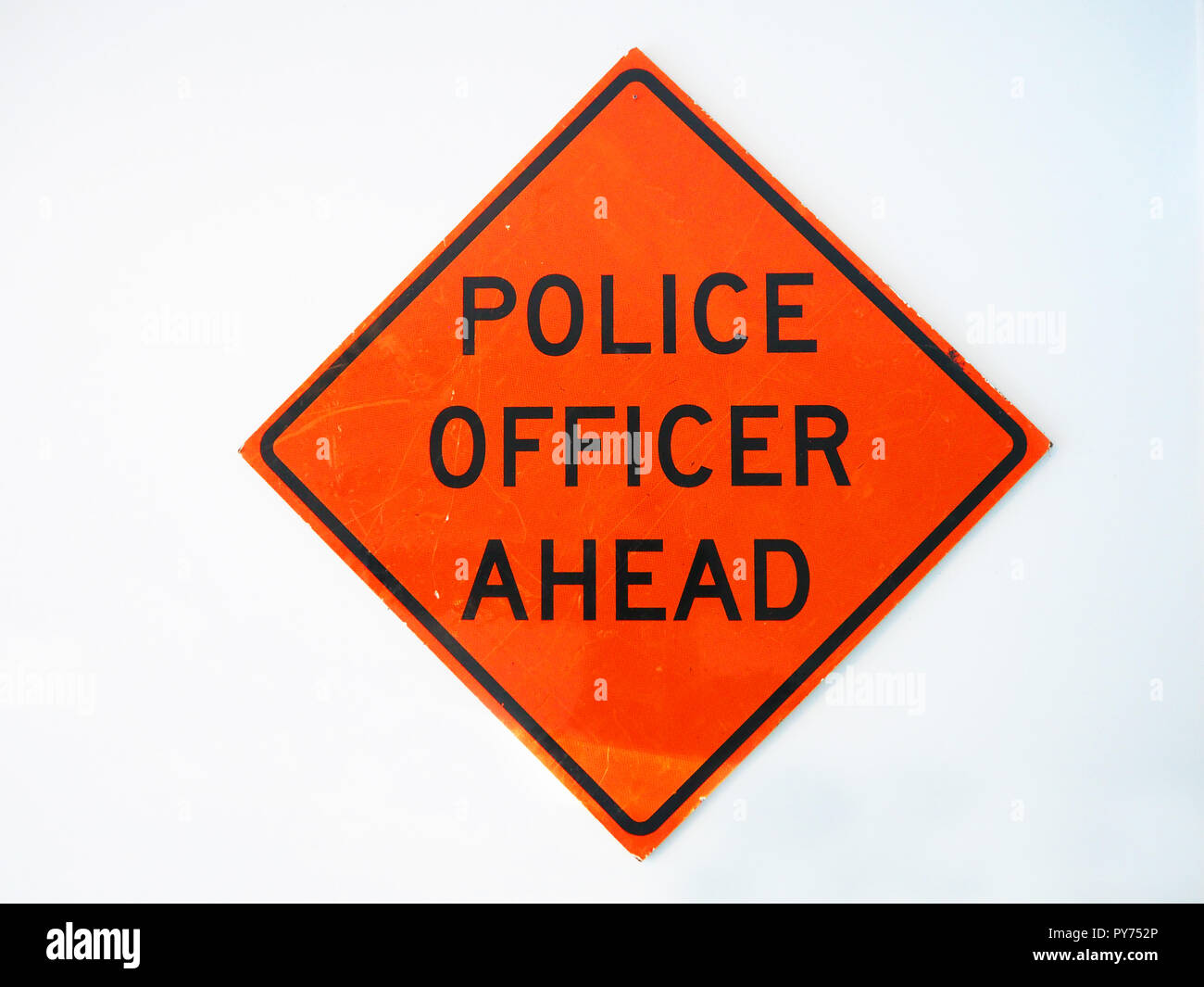 Police officer ahead sign, USA Stock Photo - Alamy
