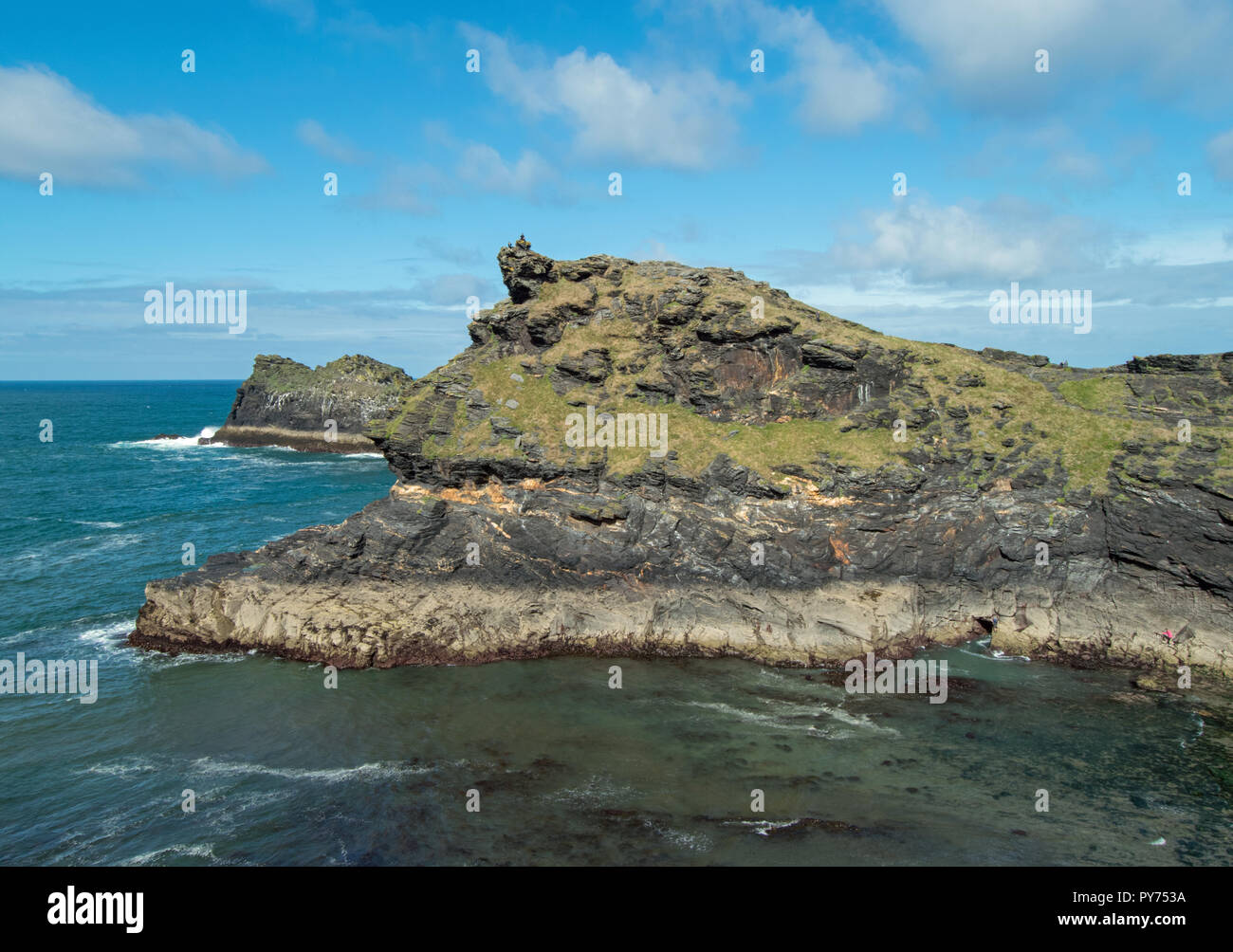View of the Clifftops from the Coastal Path near Boscastle, Cornwall UK ...