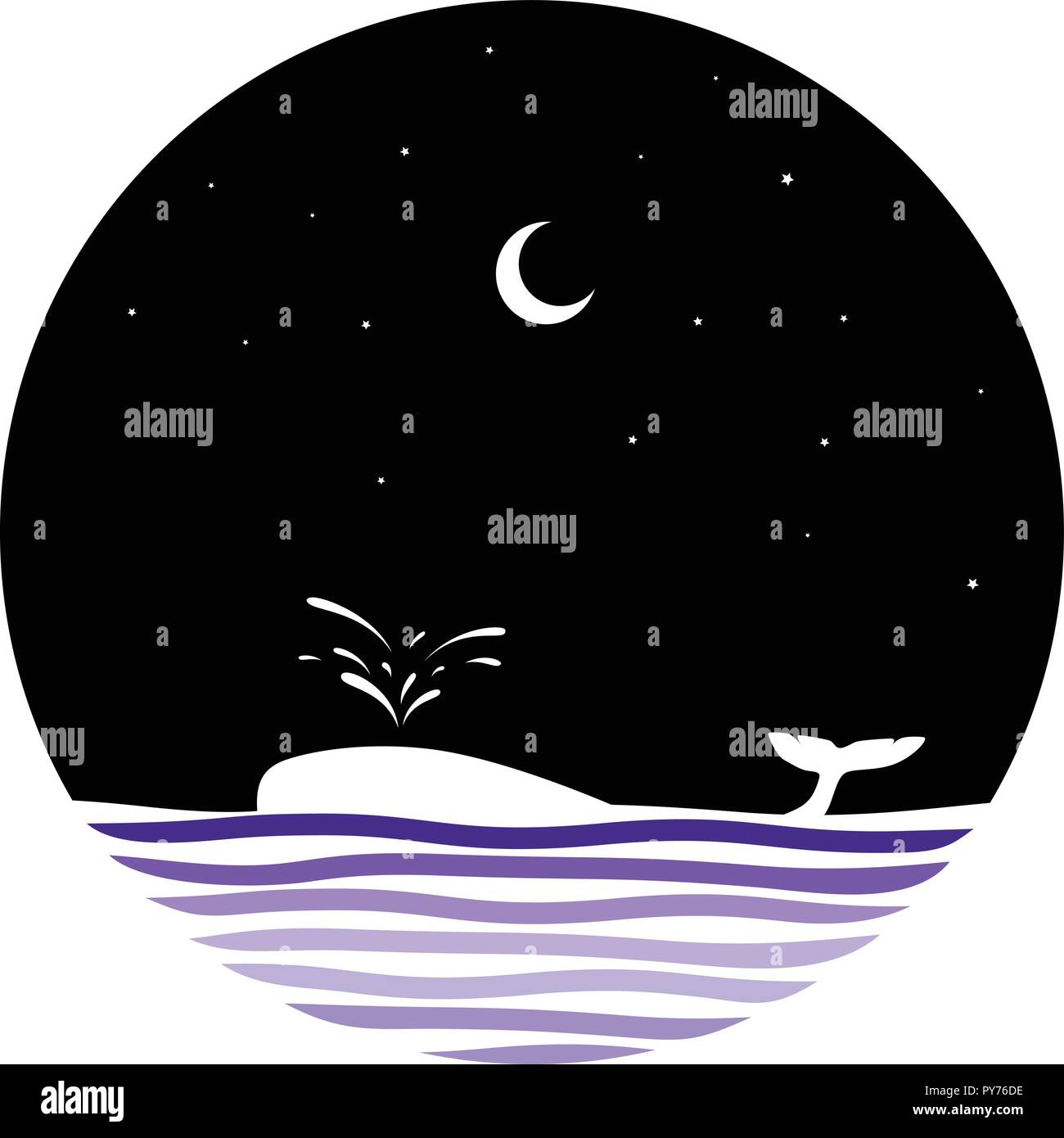 midnight scene whale sign symbol vector art Stock Vector Image & Art ...