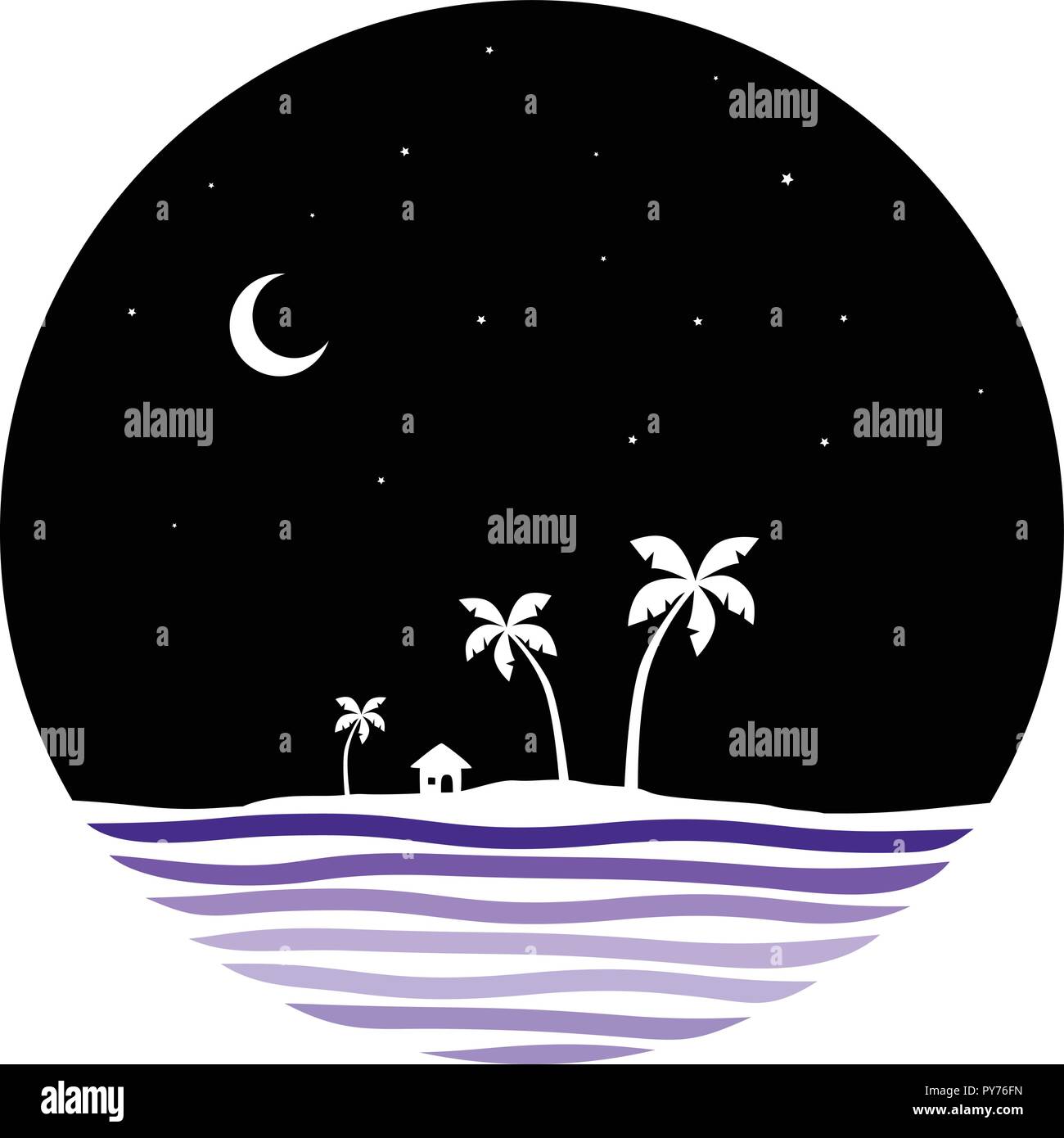 midnight scene island sign symbol vector art Stock Vector Image & Art ...