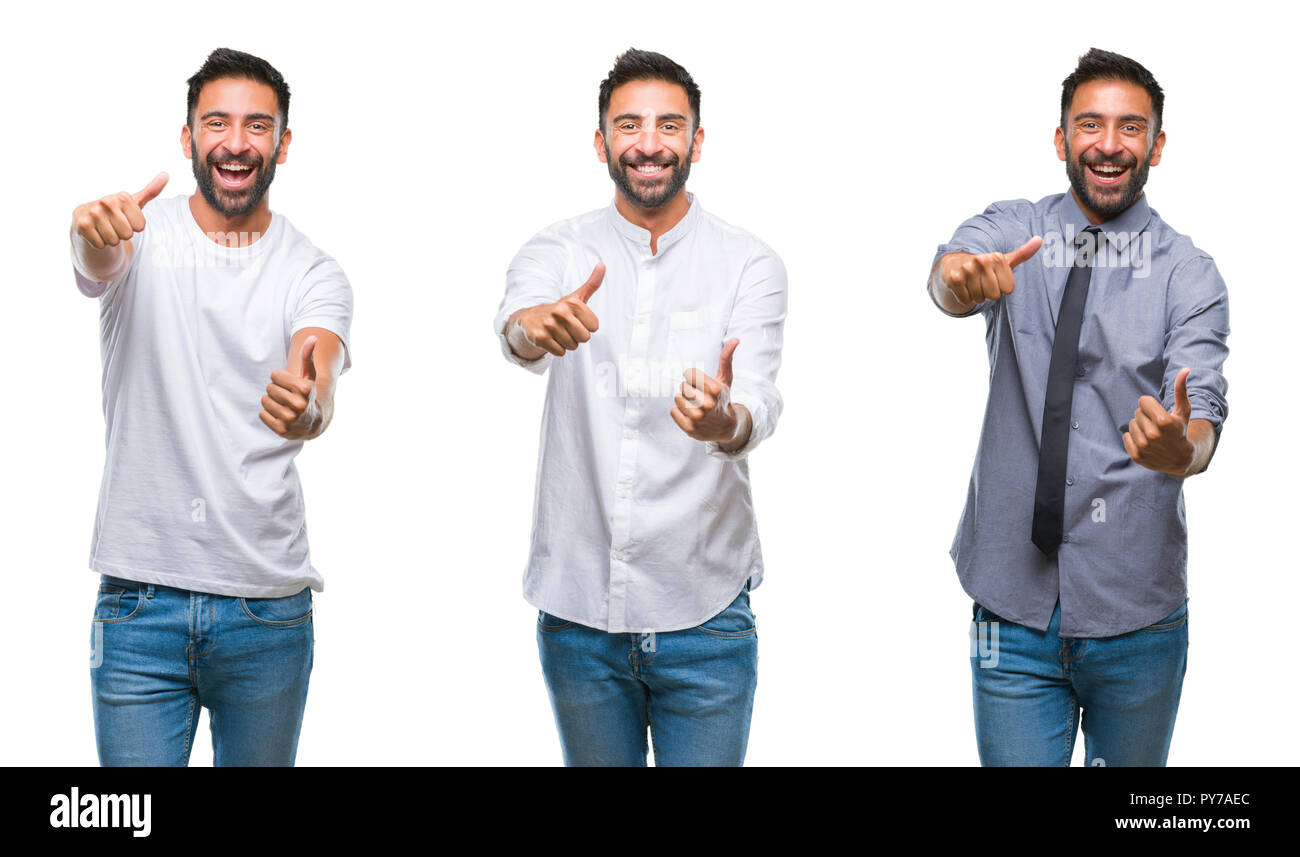 Collage of handsome young indian man over isolated background crazy and ...