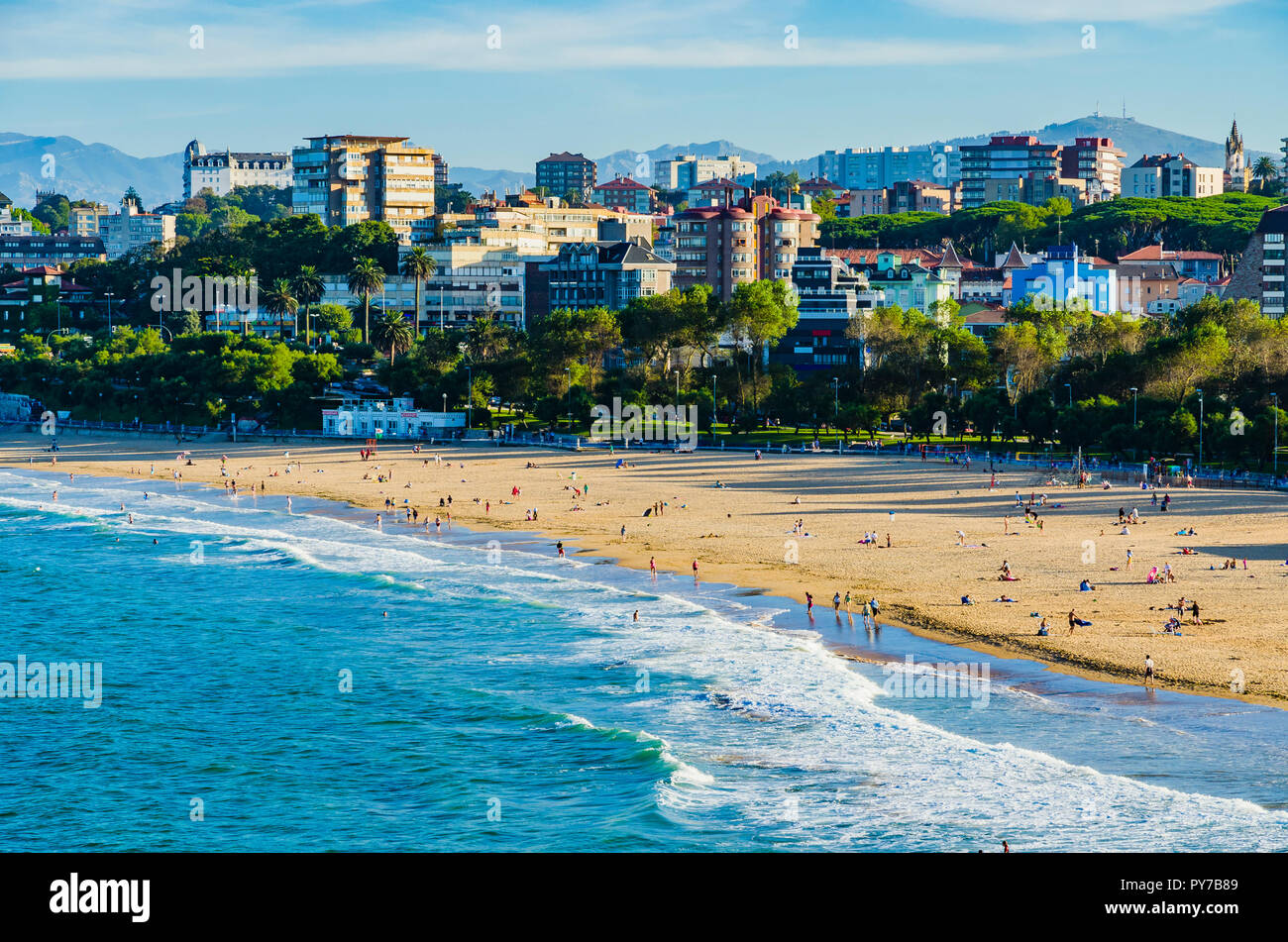 Santander Bay and El Sardinero Beach. Santander, Cantabria, Spain ...
