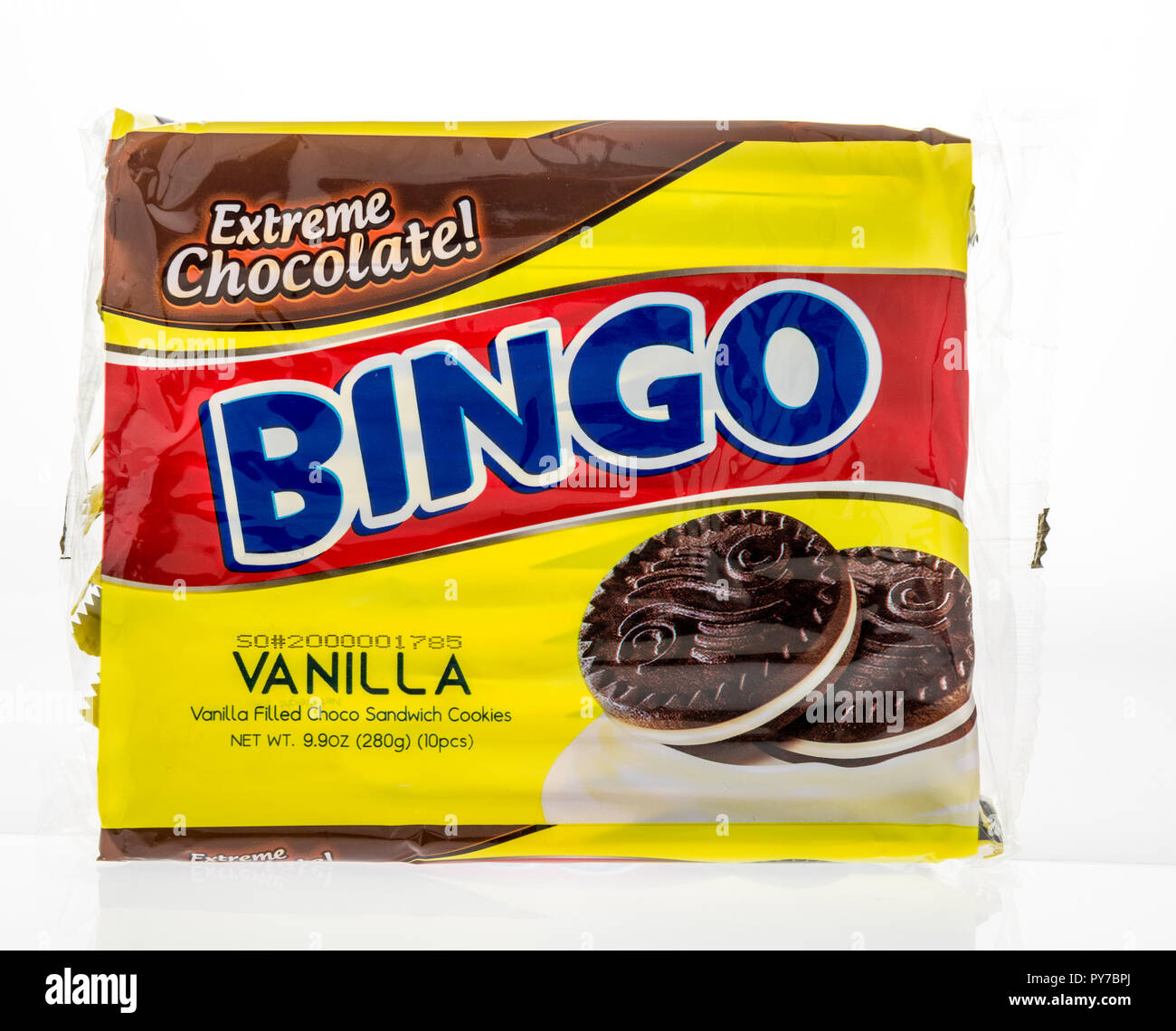 Winneconne, WI - 7 October 2018: A package Bingo extreme chocolate ...
