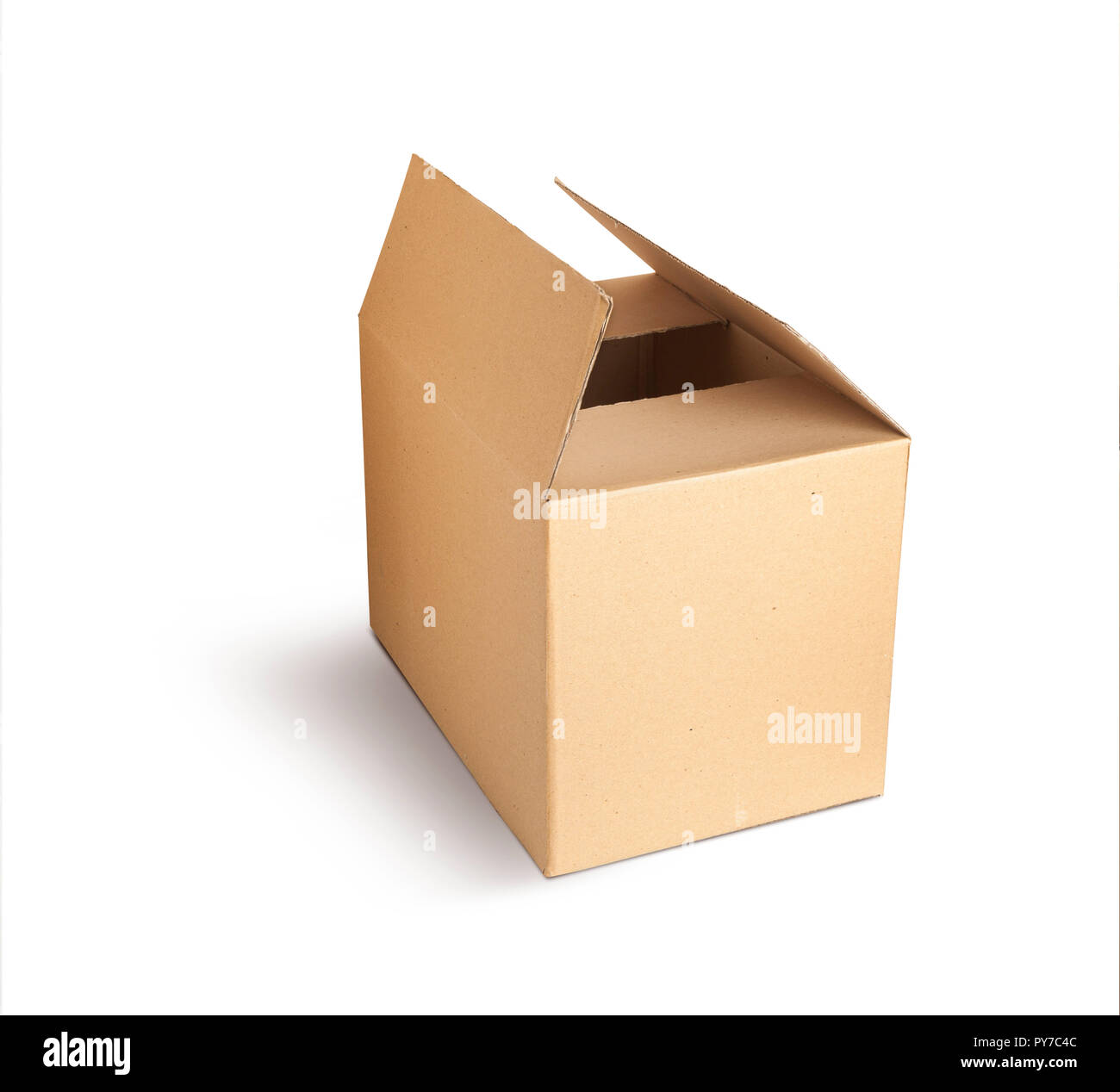 Cardboard box open. Isolated on white background Stock Photo - Alamy