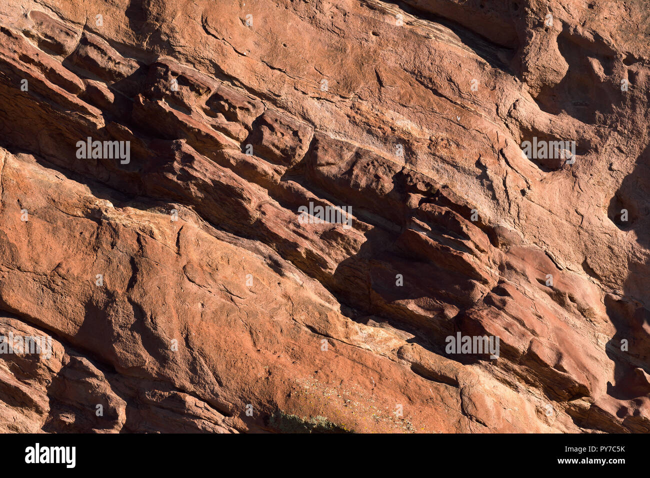 Red rock wind worn texture at sunrise Stock Photo - Alamy