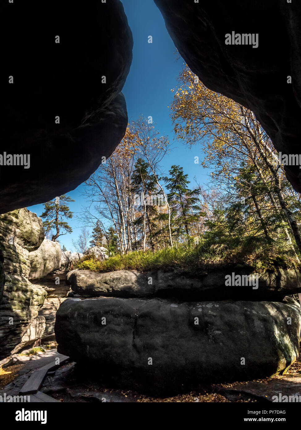 Sandstone Errant Rocks labyrinth in the Table Mountain National Park ...
