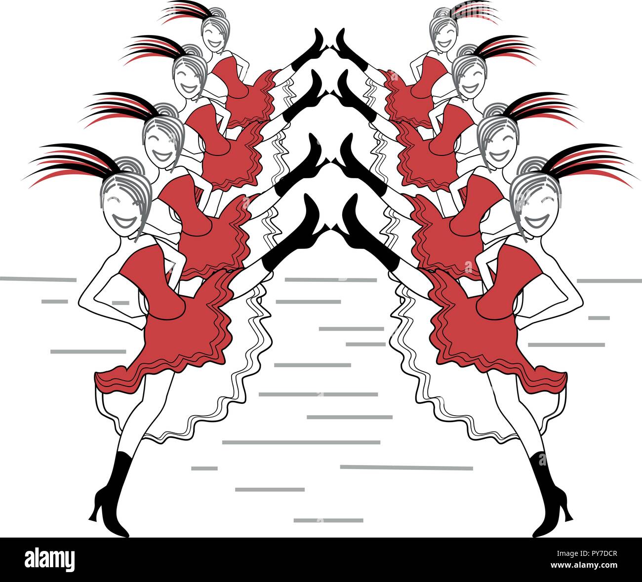 Typical cabaret dancers from Montmartre to Paris Stock Vector Image ...