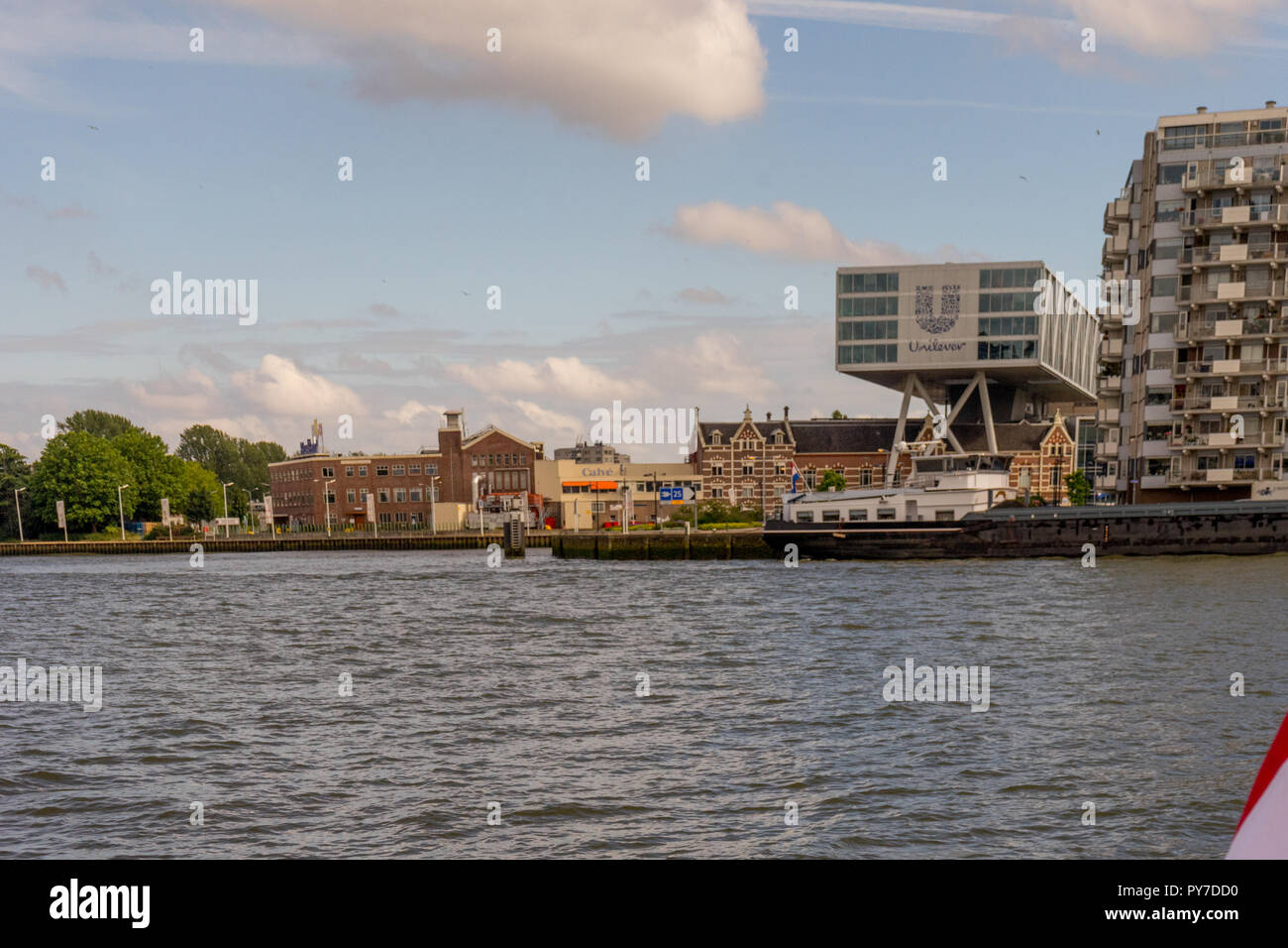 Rotterdam, Netherlands - 16 July, 2016: Netherlands dutch flag over the ...